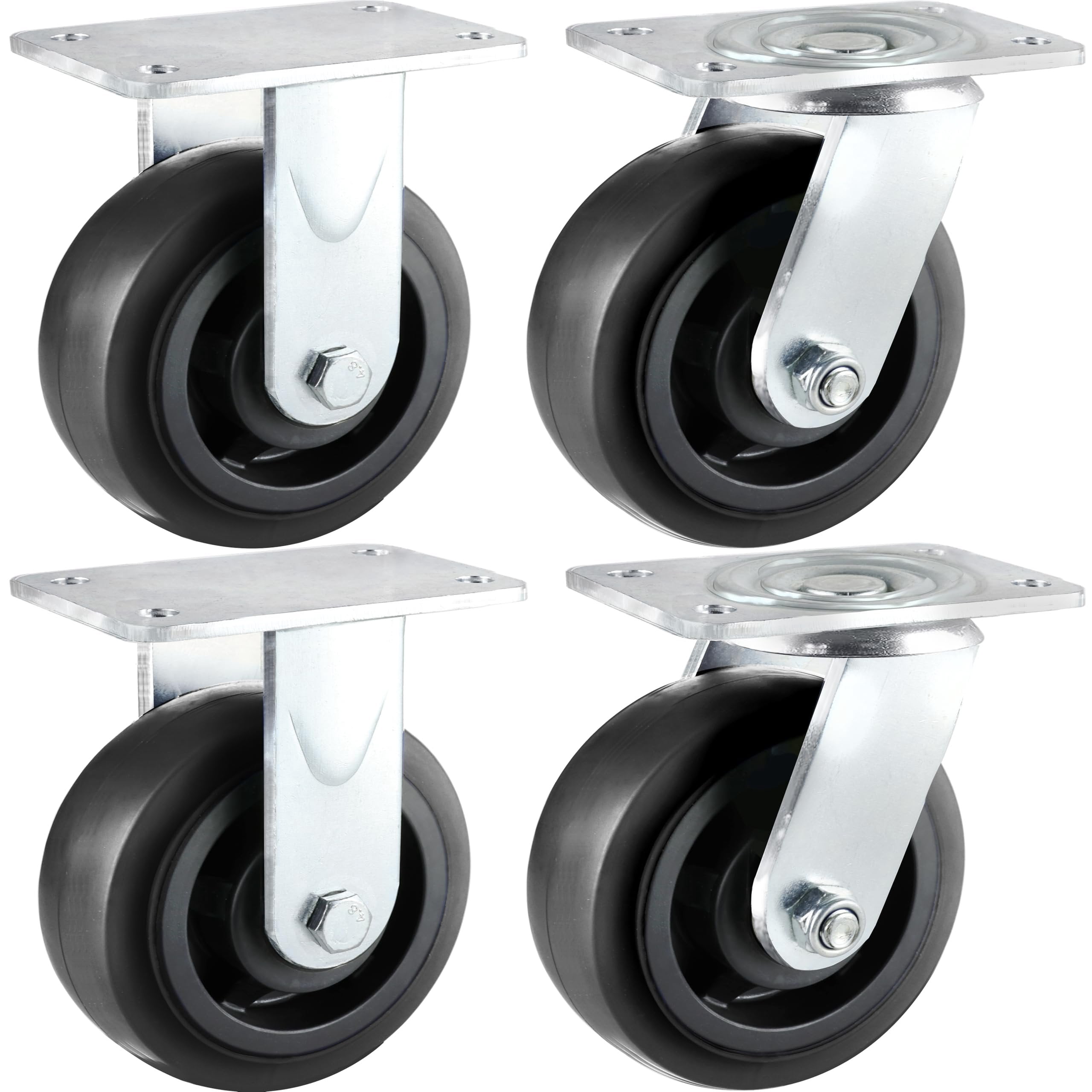 Wellmax 5" Replacement Wheels for 660lb/300kg Push Cart - Silent, Heavy ...