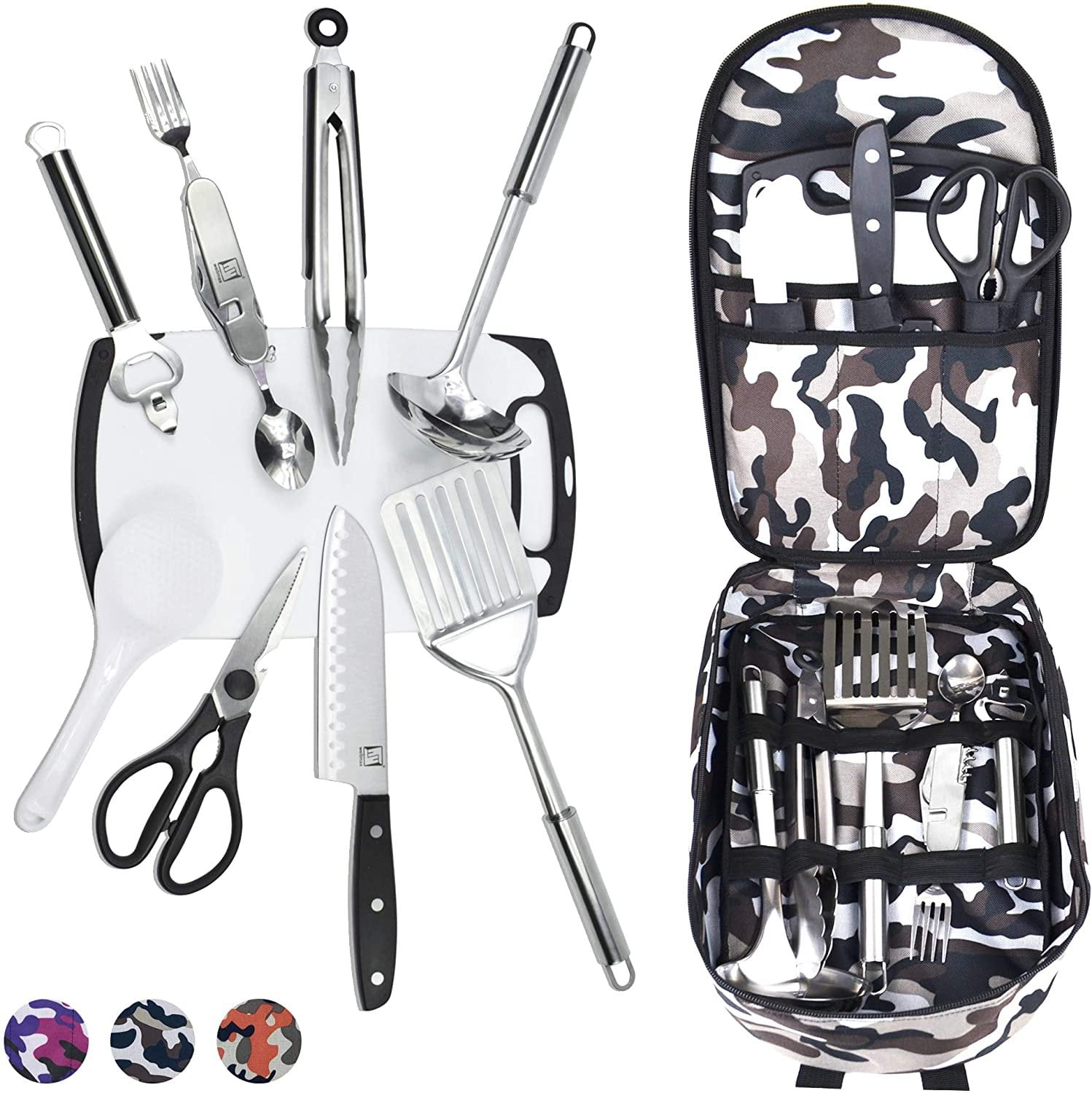 Wellmax Camping Utensils Cooking Set, Camping cookware with Kitchen ...