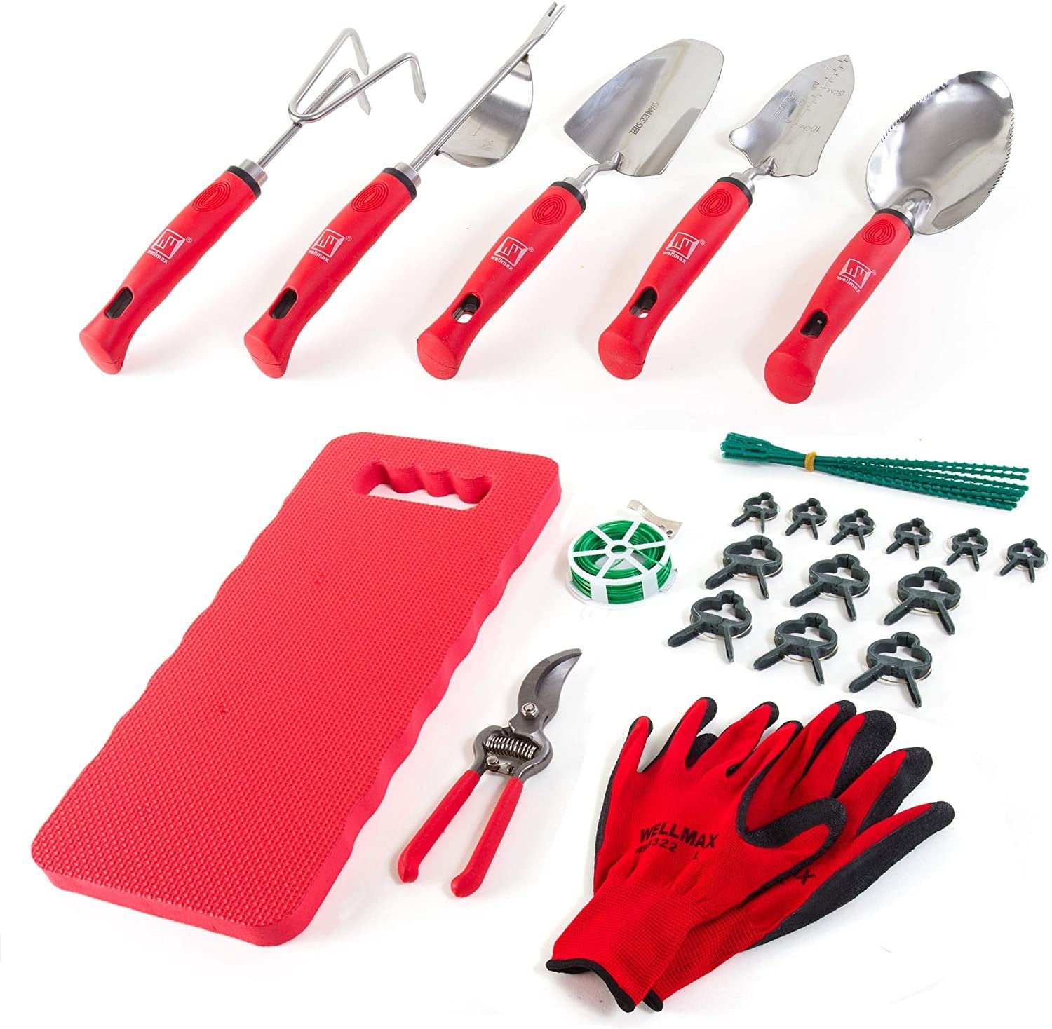 Wellmax Garden Tools Set of 12 with Gardening Gloves, Pruning Shear and ...
