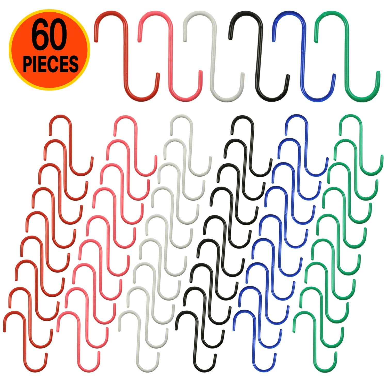 Wellmax S Hooks for Hanging, Heavy Duty S Shaped Hooks, Colored Metal S ...