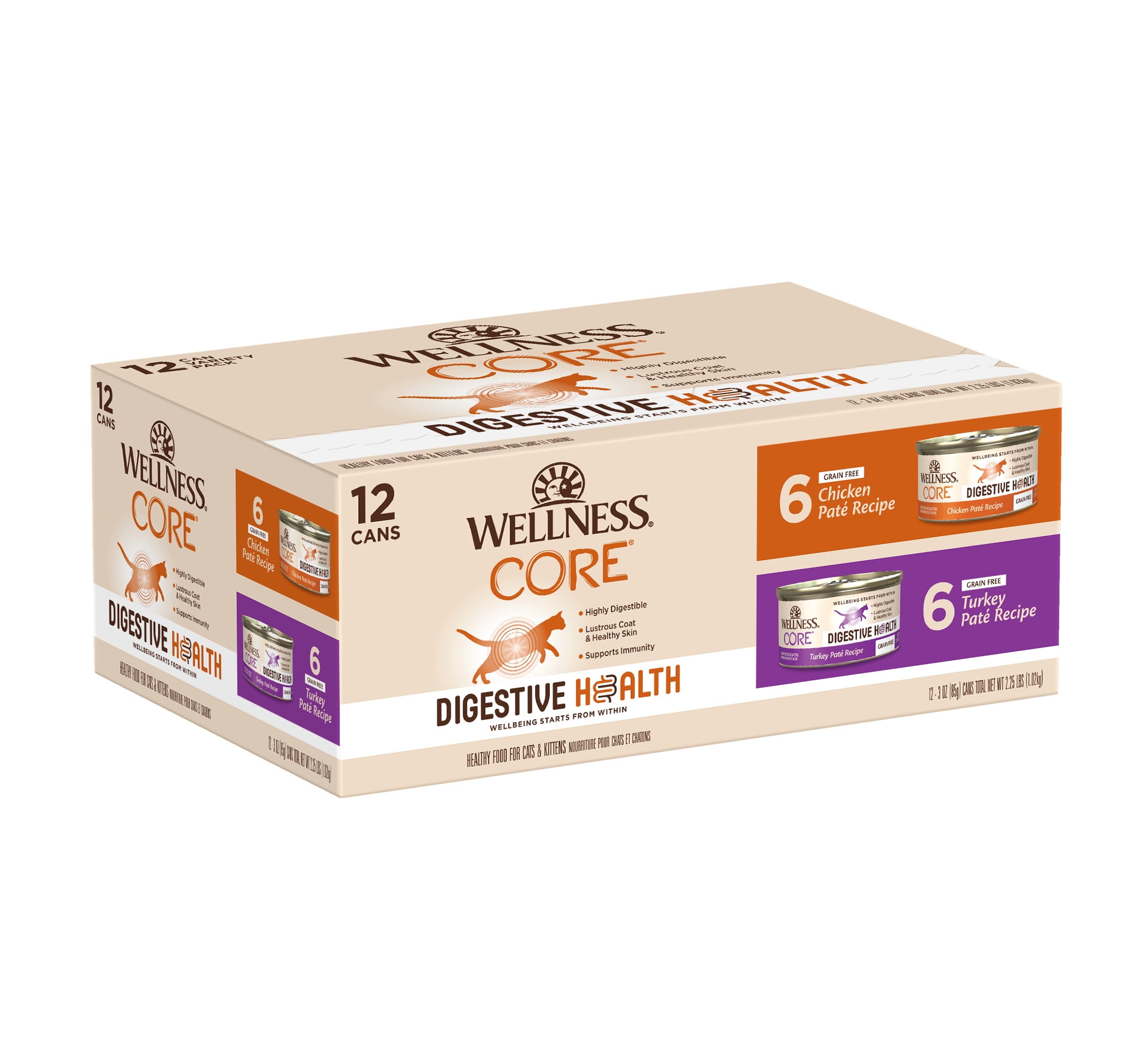 Wellness CORE Digestive Health Chicken & Turkey Pate Variety Pack Wet ...