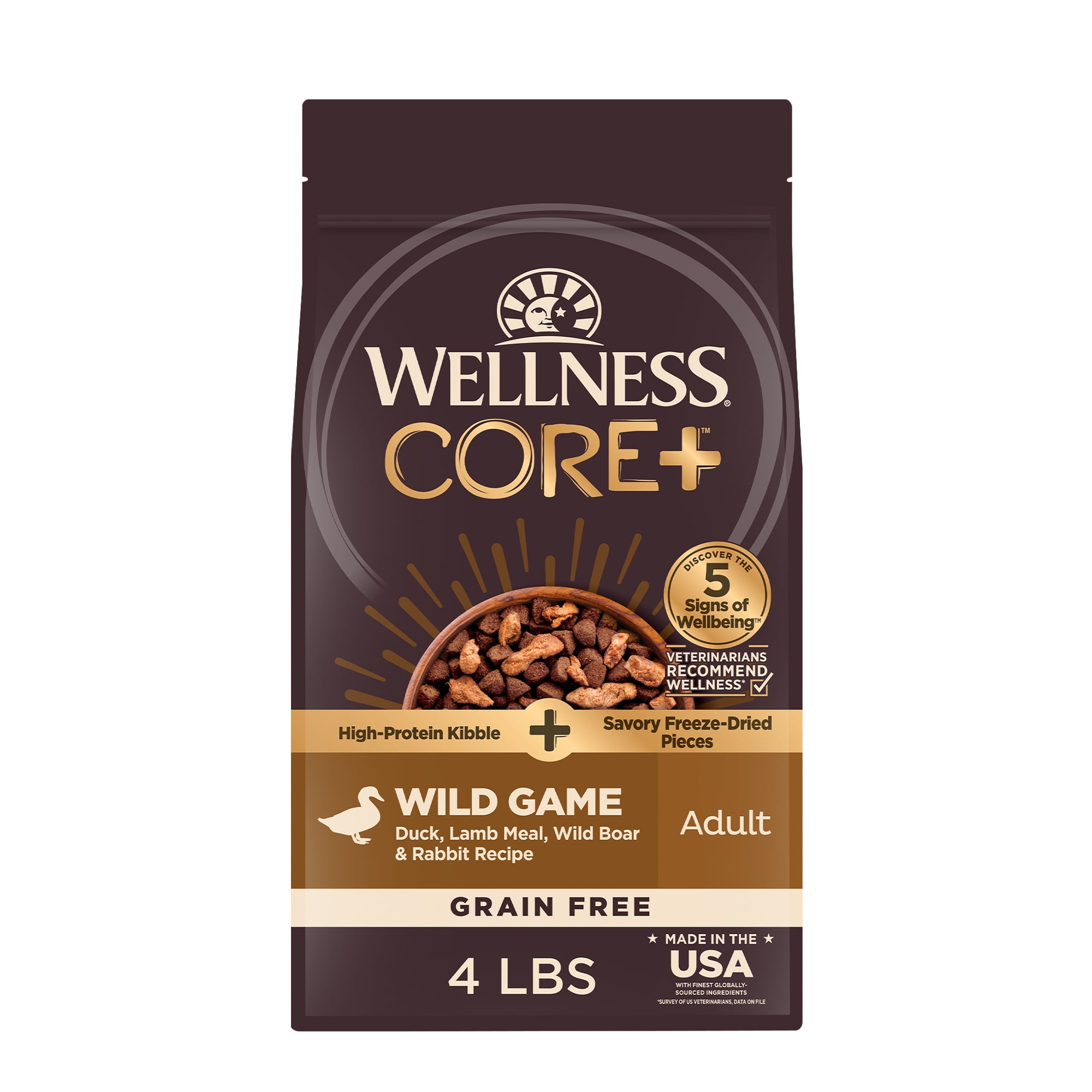 Wellness CORE+ Dry Dog Food with Freeze Dried Pieces, Grain Free, High ...