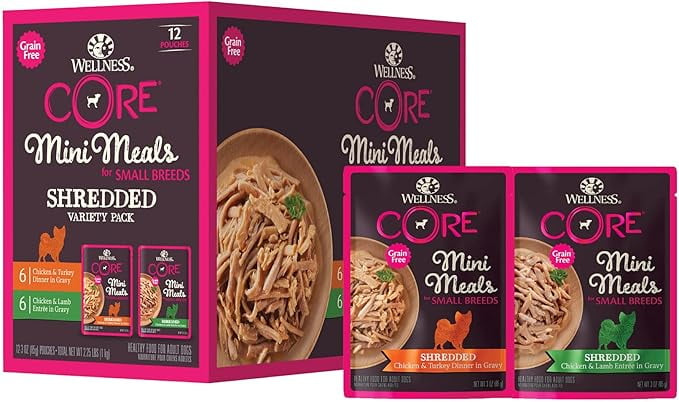 Wellness CORE Natural Grain Free Mini Meals Shredded Variety Pack, 3 ...