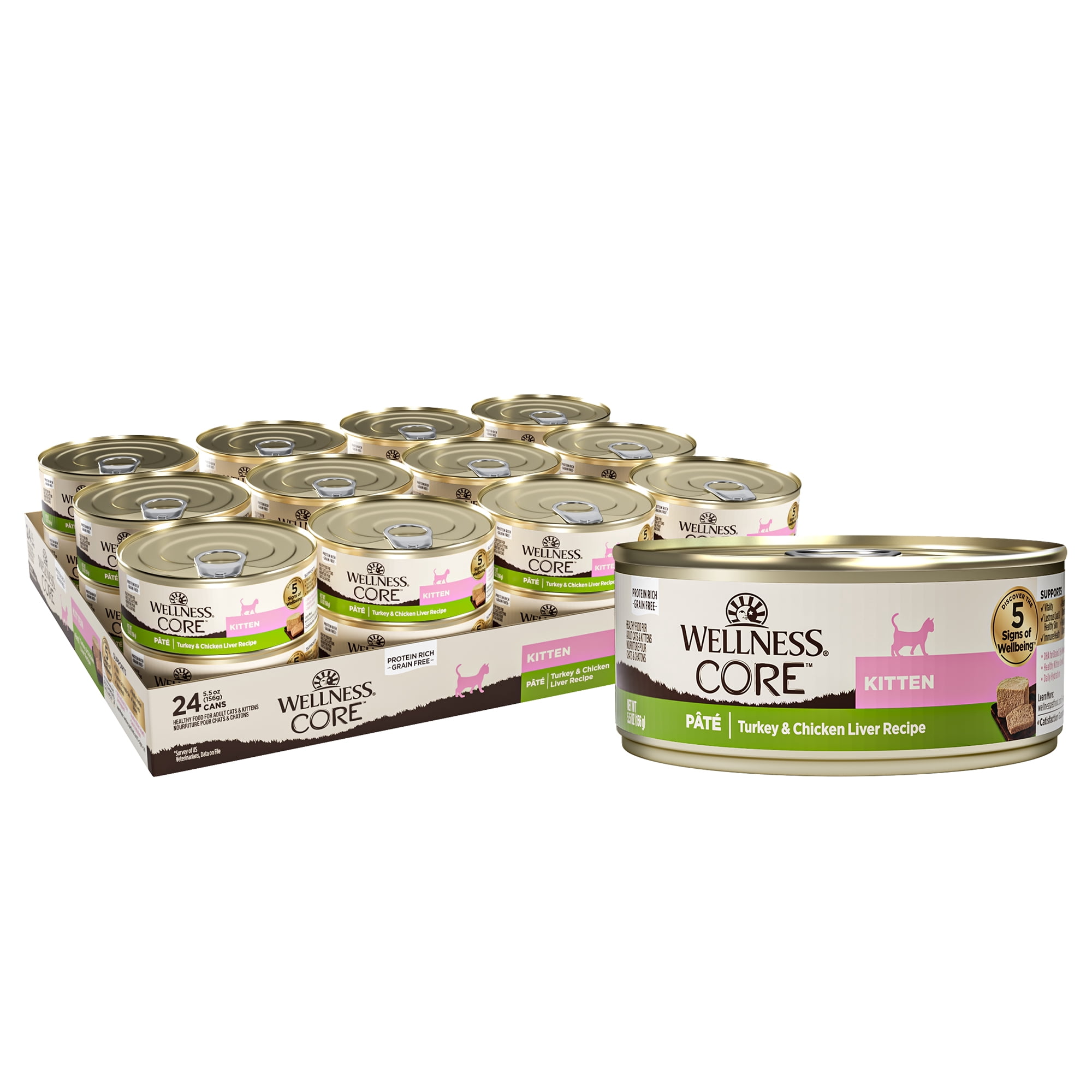 Wellness CORE Pate Kitten Canned Wet Cat Food, Natural, Protein Rich ...