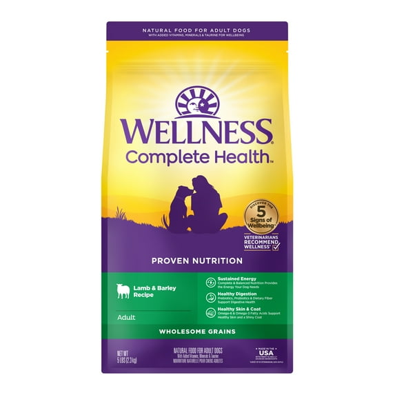 Wellness Complete Health Natural Dry Dog Food, Lamb & Barley, 5-Pound ...
