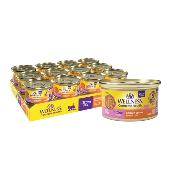 Wellness Complete Health Pate Kitten Wet Cat Food, Natural, Protein ...