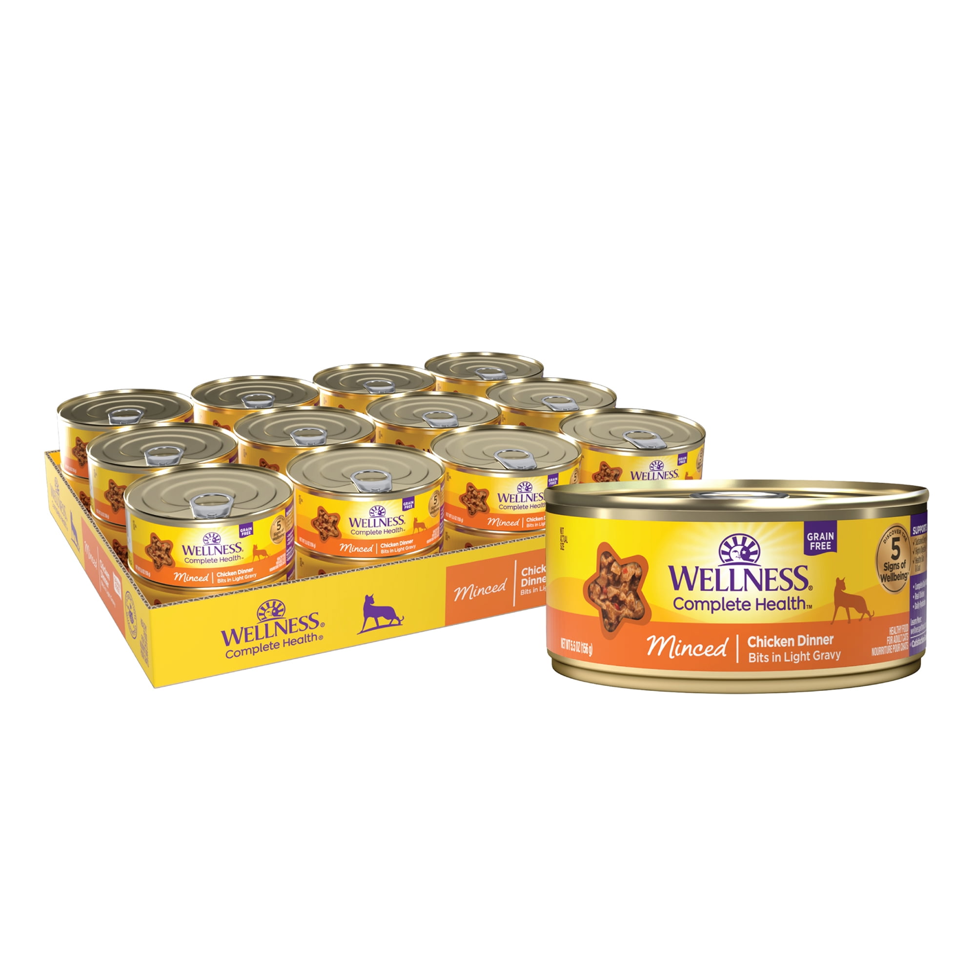 Wellness Complete Health Minced Adult Wet Cat Food, Natural, Protein ...