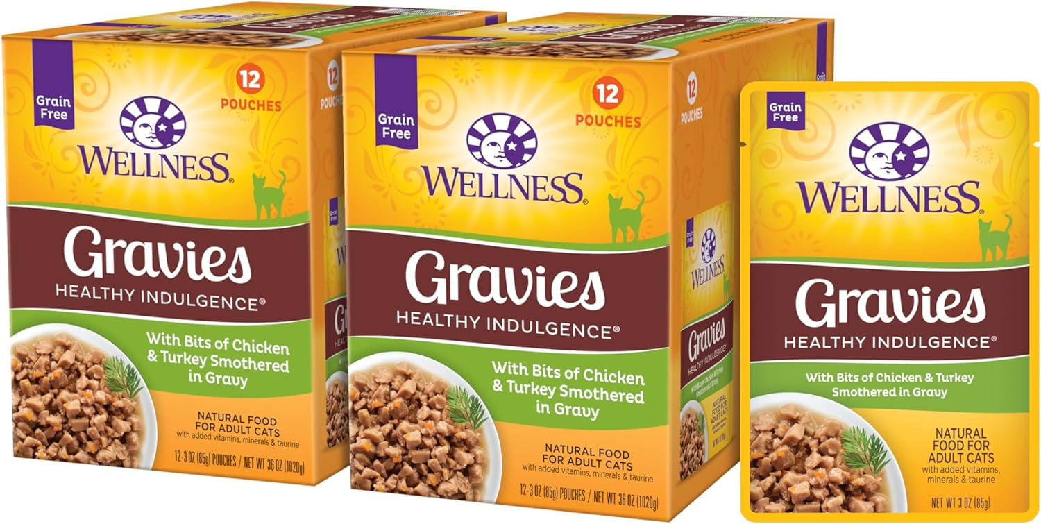 Wellness Healthy Indulgence Gravies Grain-Free Wet Cat Food, Made with ...