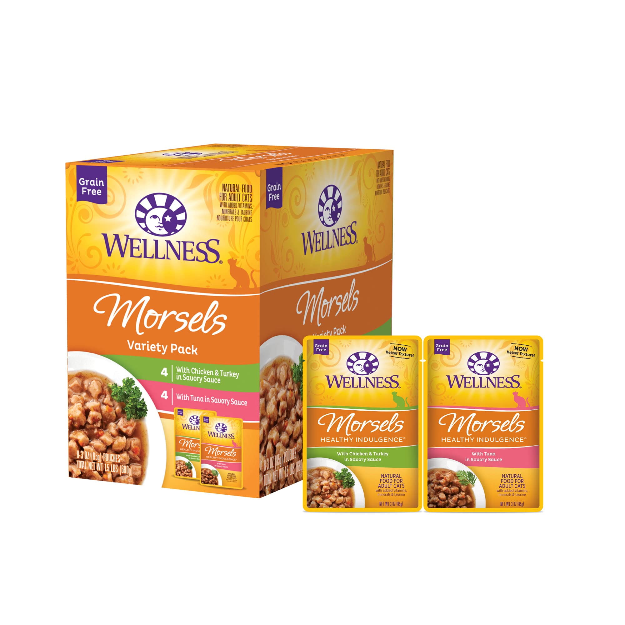 Wellness Healthy Indulgence Morsels Grain-Free Wet Cat Food, Made with ...