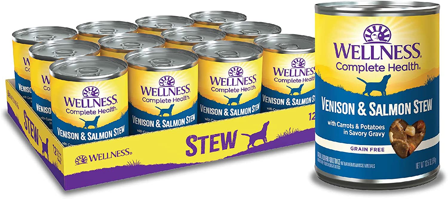 Wellness Thick & Chunky Natural Canned Dog Food, Venison & Salmon Stew ...
