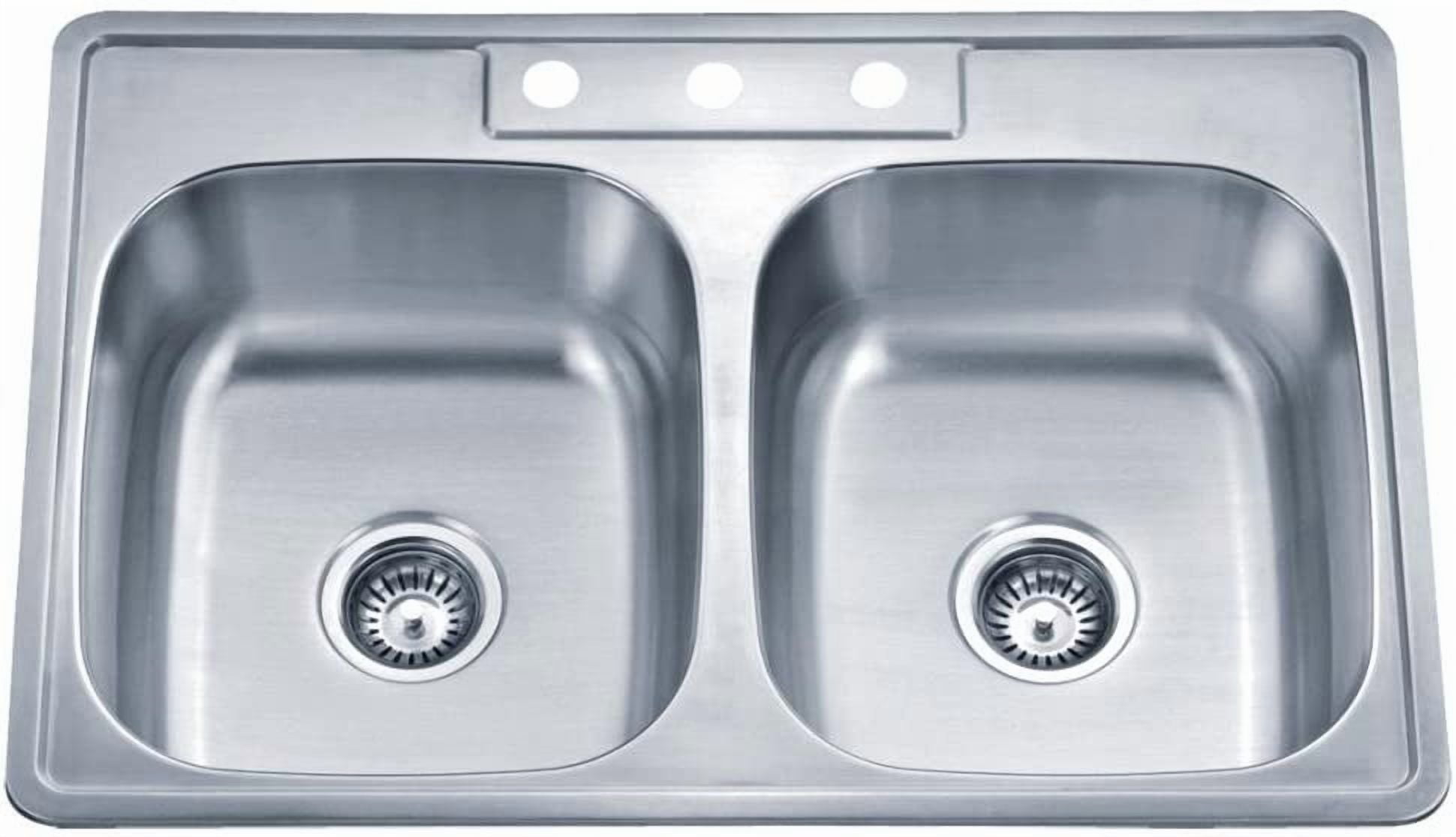 Wells 33-inch 20-gauge Drop-in 3-hole 50/50 Double Bowl ADA Compliant ...