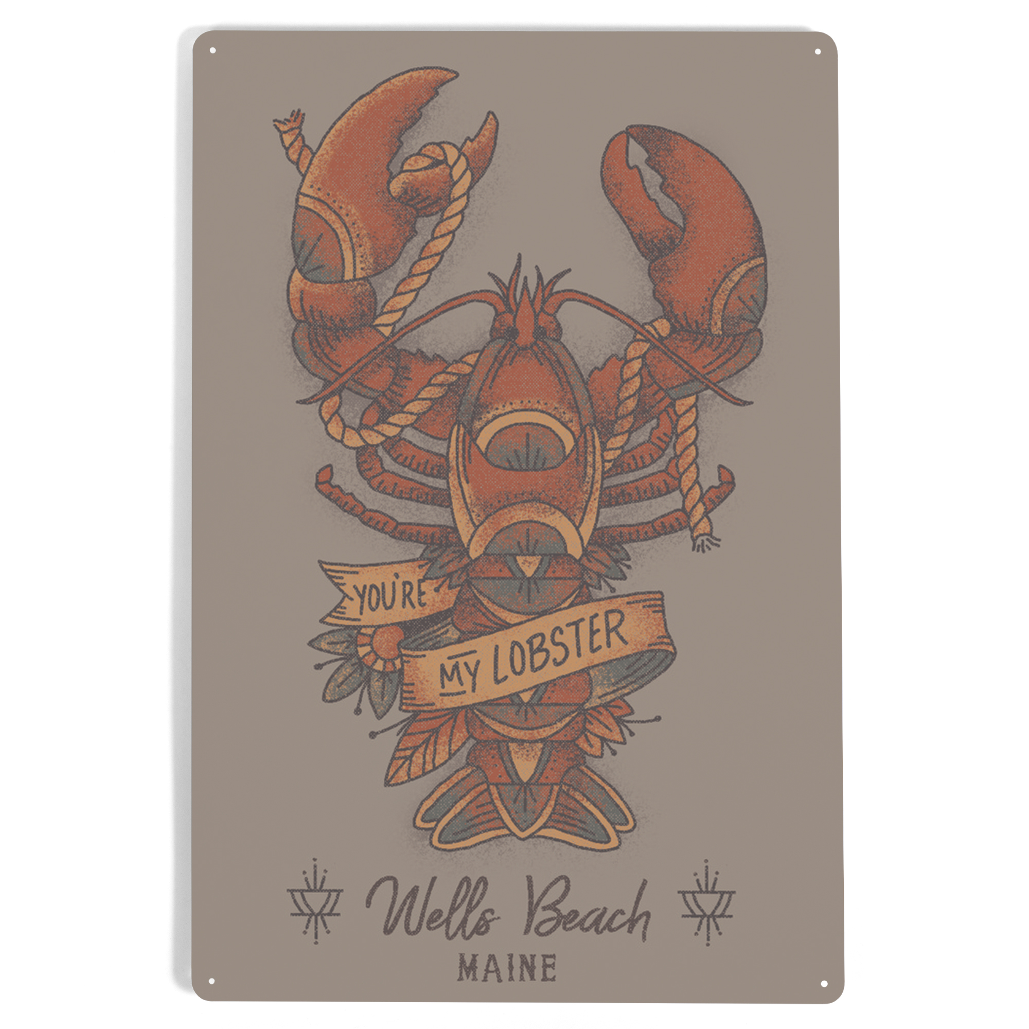 Wells Beach, Maine, You're my Lobster, Lobster Tattoo (12x18 Aluminum ...