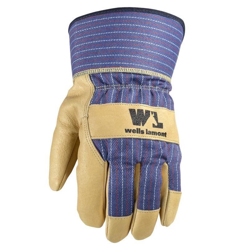 Wells Lamont 3300L Large Grain Leather Work Gloves with Safety Cuff ...