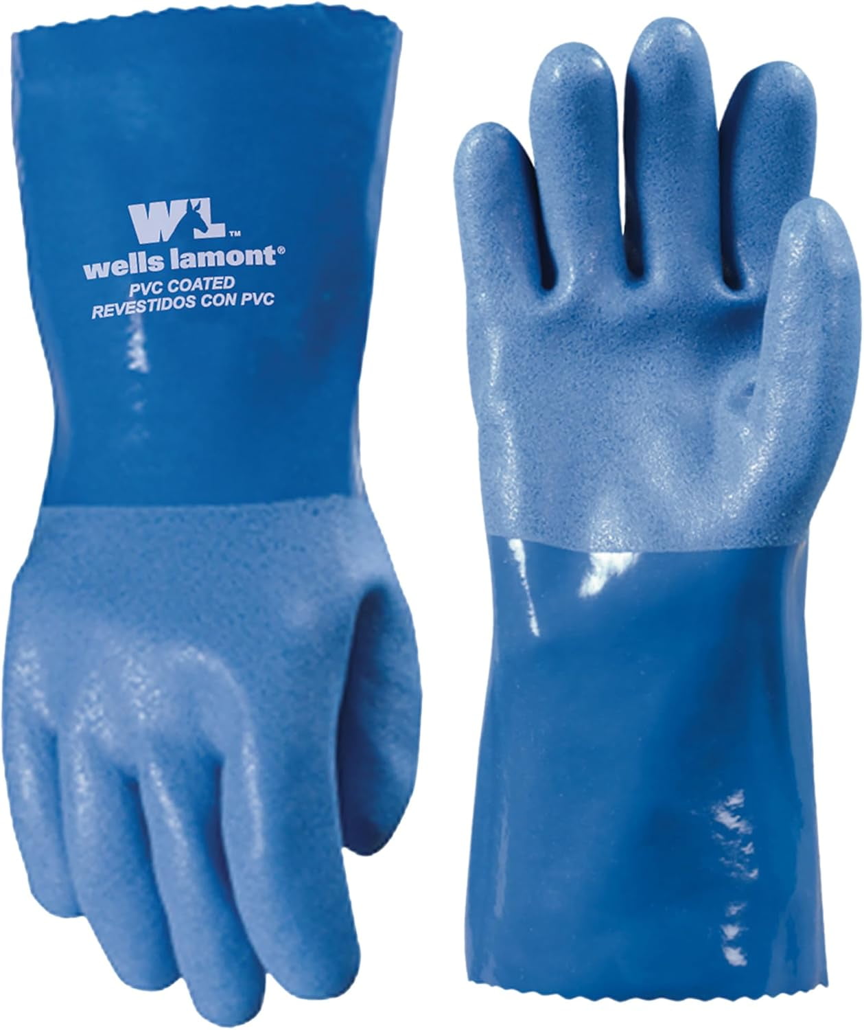 Wells Lamont Heavy Duty Rubber Gloves with PVC Coating, Chemical and ...