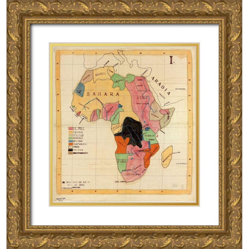 Wells Missionary Map Co 15x16 Gold Ornate Wood Framed with Double ...