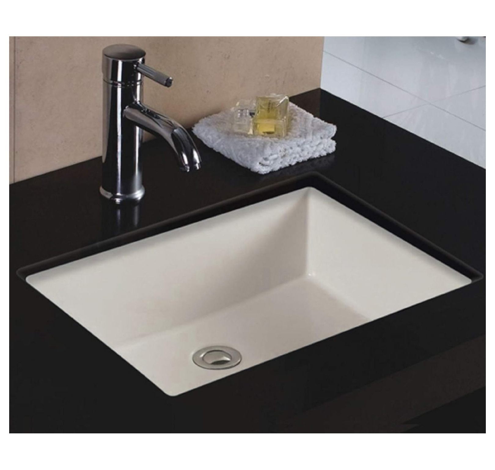 Wells Rectangular Vitreous Ceramic Lavatory Single Bowl Undermount ...
