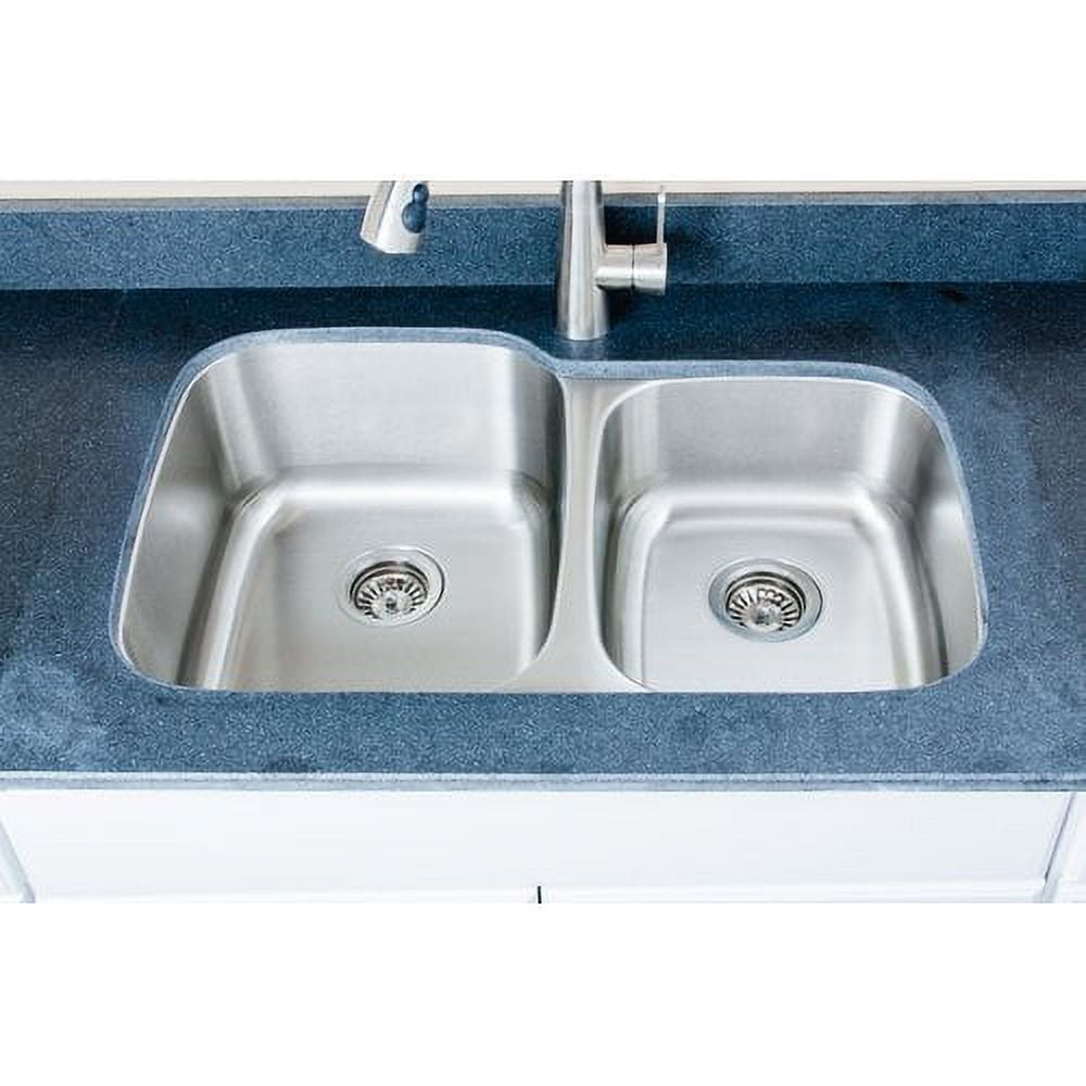 Wells Sinkware 32 in. 16 Gauge Undermount 60-40 Double Bowl Stainless ...