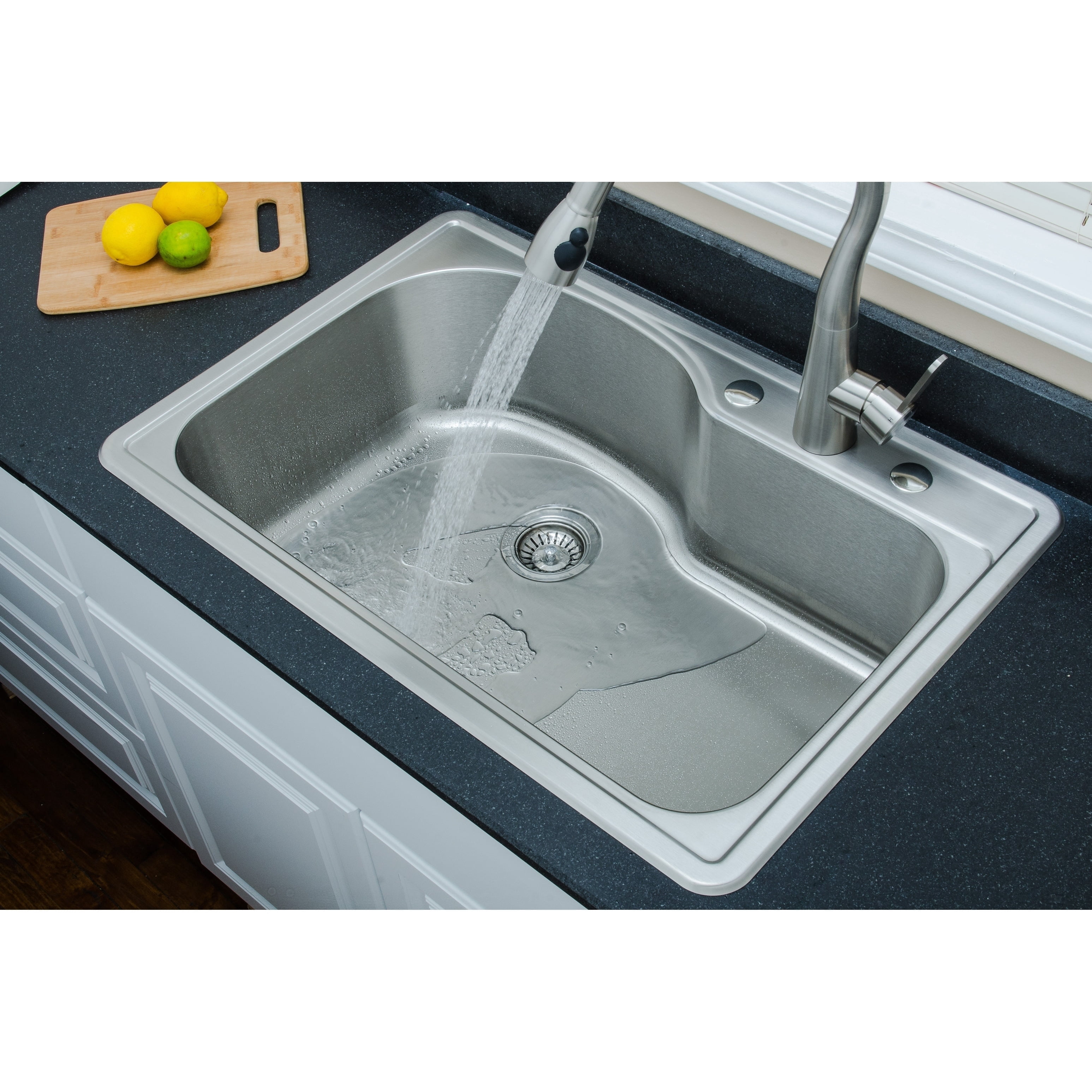 Wells Sinkware DTT3322-9 33 x 22 x 9 in. 18 Gauge Offset Single-Bowl ...