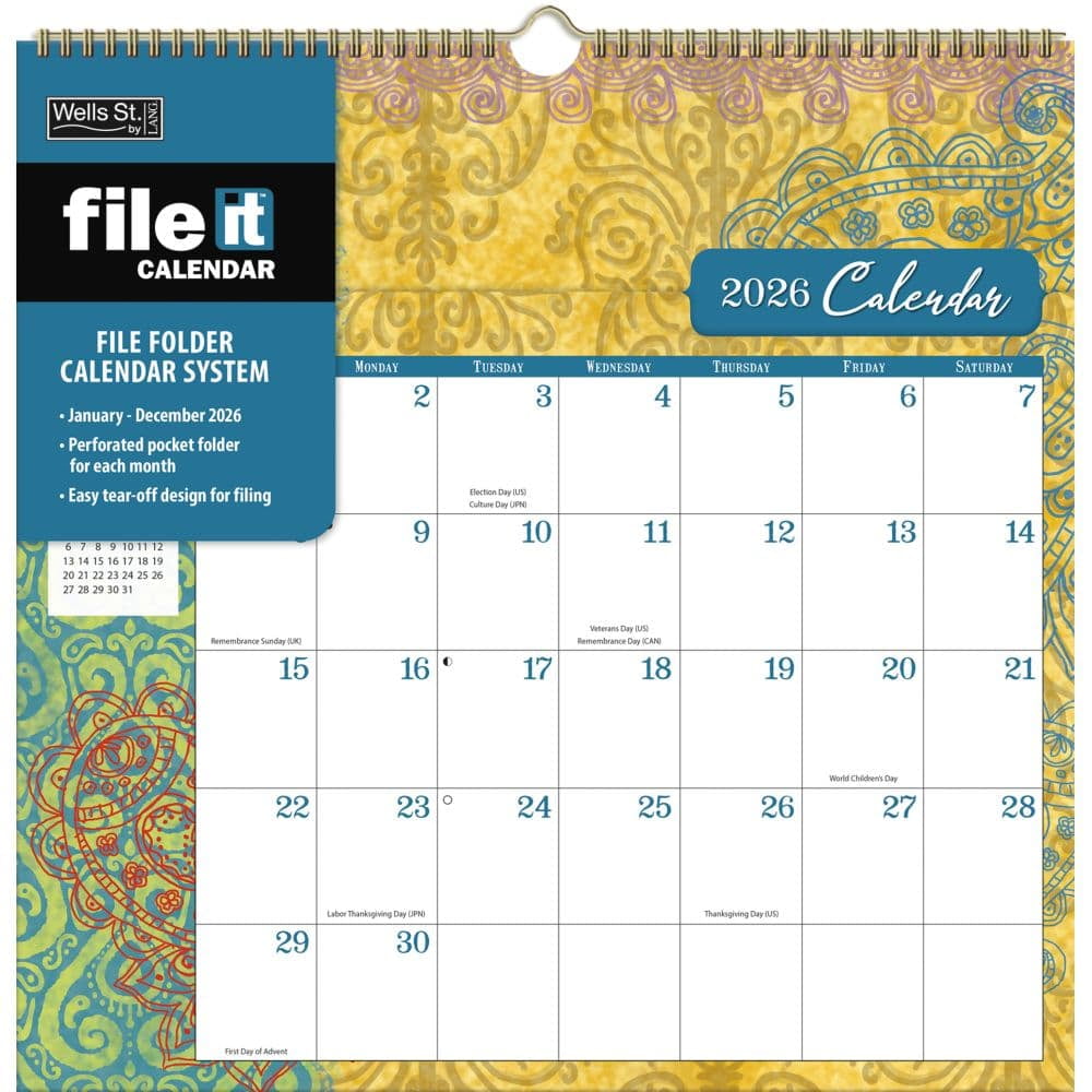 Wells Street by Lang, Bohemian File It 2026 Wall Calendar, 12'' X 12.13 ...