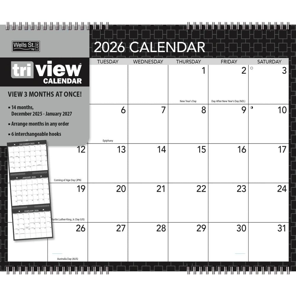 Wells Street by Lang, Office Tri View 2026 Wall Calendar, 10.25'' X 12 ...