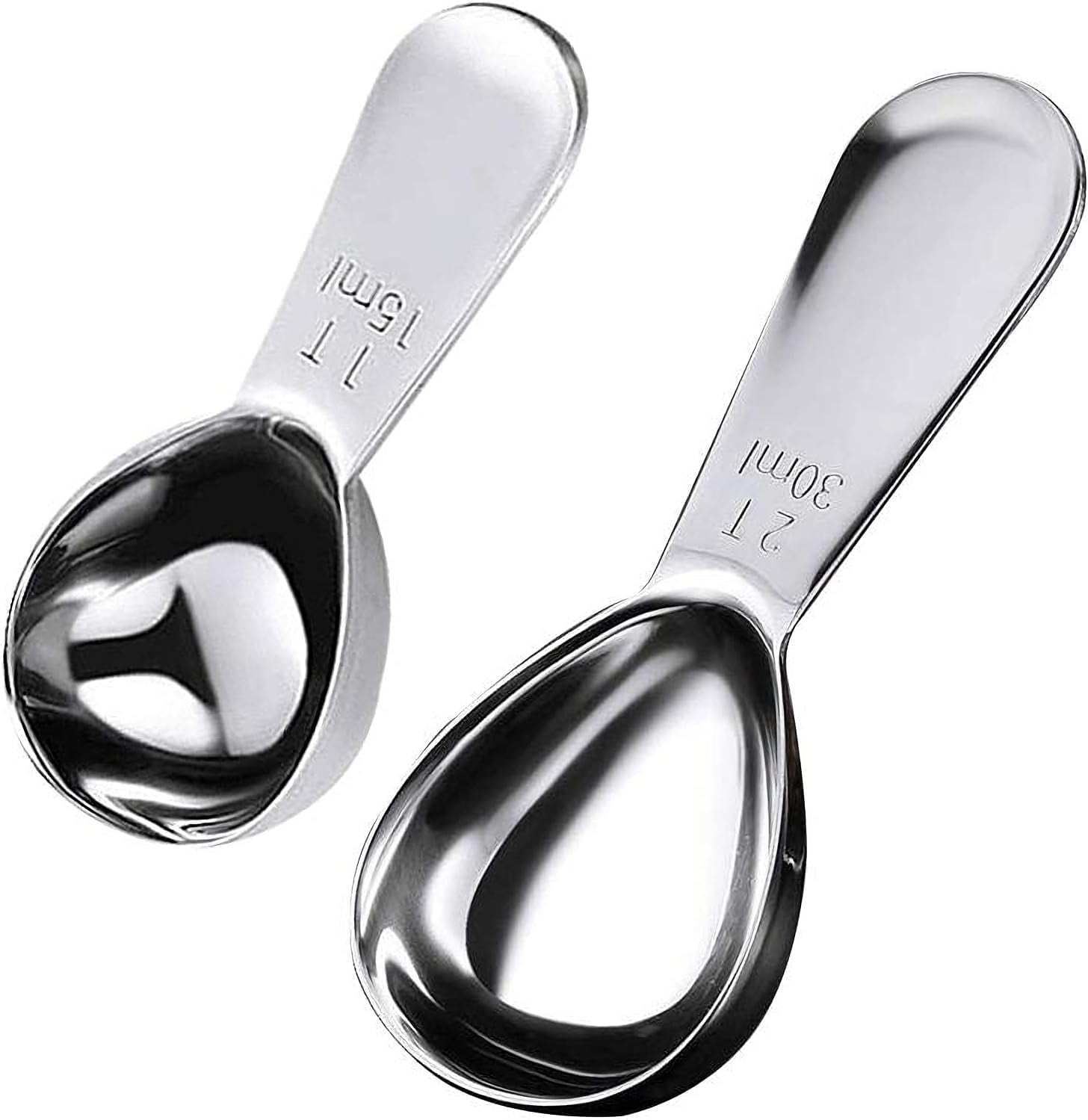 Wellsay 1 and 2 Tablespoon Coffee Scoop Set - Stainless Steel Measuring ...