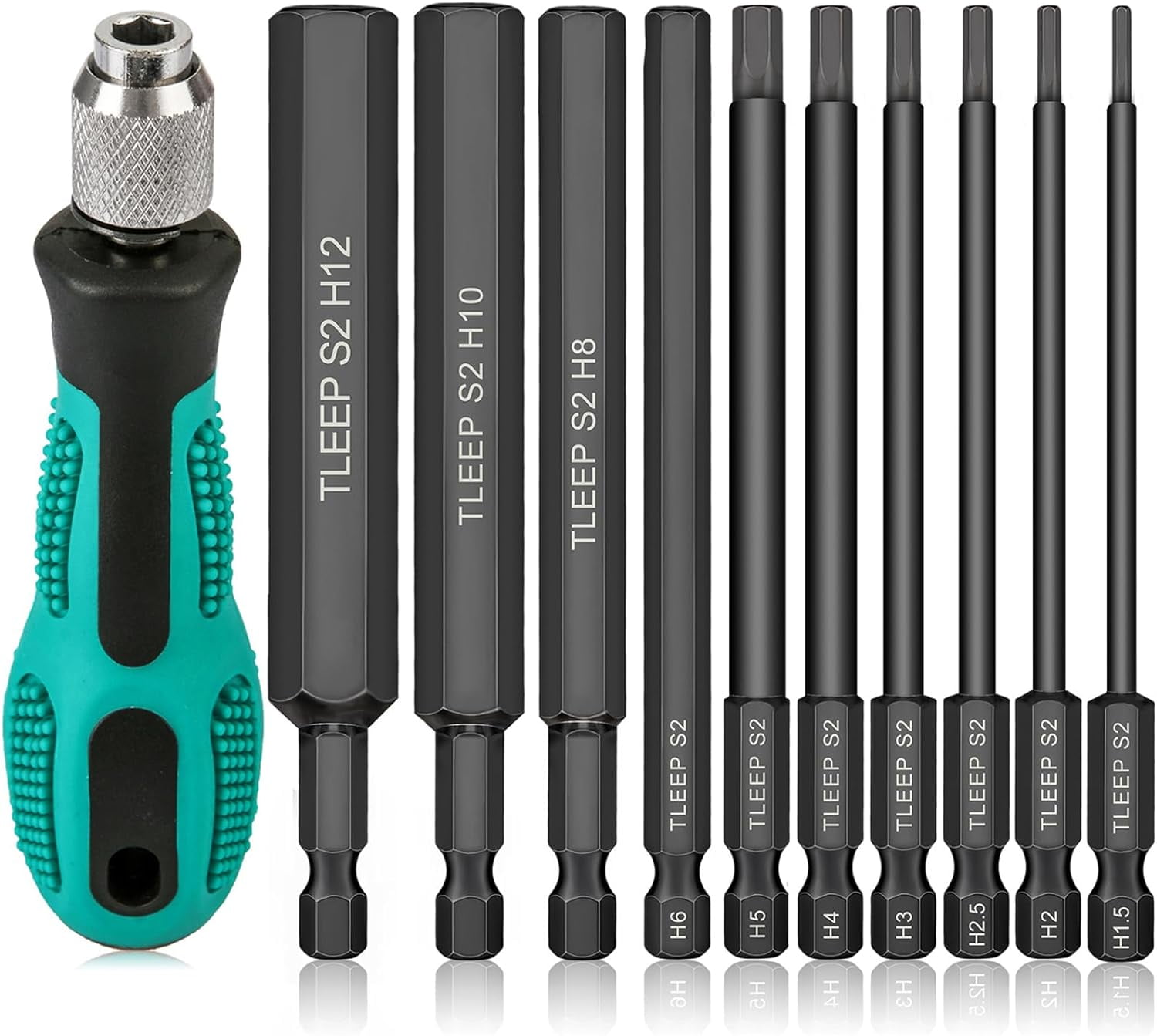Wellsay 1/4 Inch 3.94" Long Allen Wrench Drill Bits w/ 1/4" Quick Change Bit Driver, Metric Hex ...