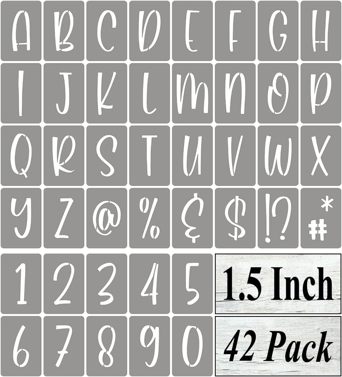 Wellsay 1.5 Inch Alphabet Letter Stencils for Painting - 42 Pack Letter ...