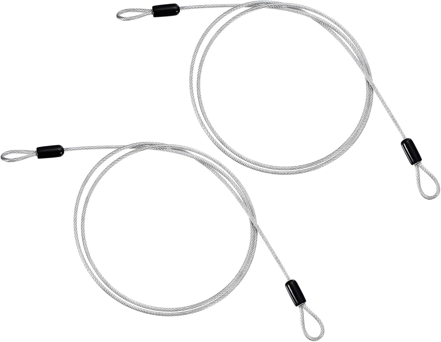 Wellsay 1/8" Dia Vinyl Coated Stainless Steel Cable with Loops, 2 Pcs ...
