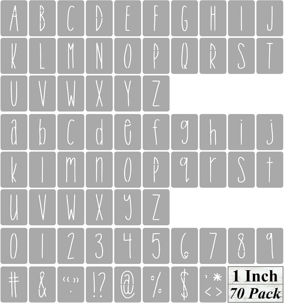 Wellsay 1 Inch Alphabet Letter Stencils for Painting - 70 Pack Letter ...