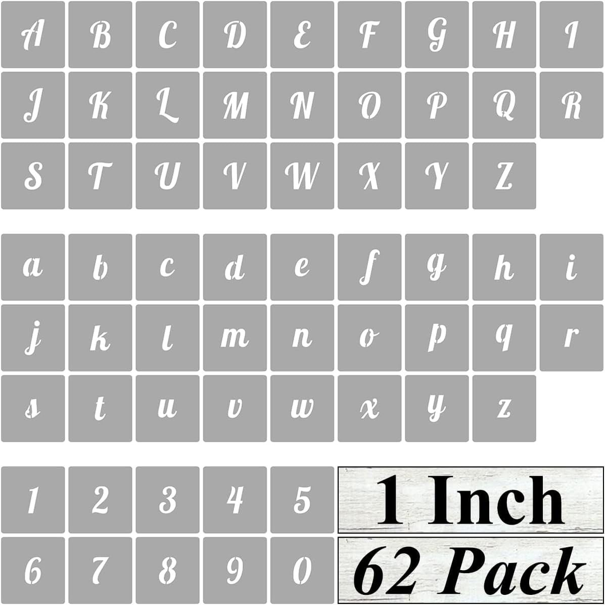 Wellsay 1 Inch Alphabet Stencils for Painting - 62 Pack Letter and ...