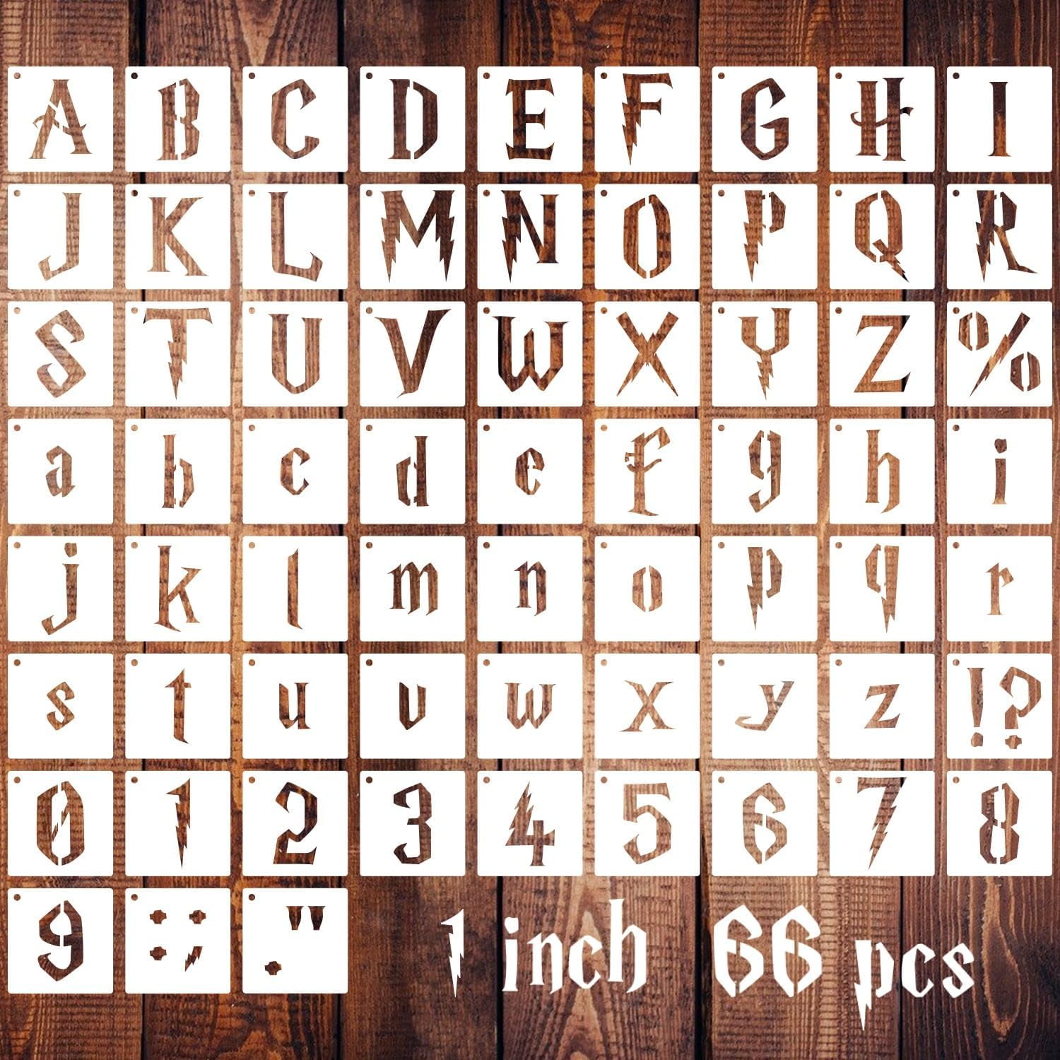 Wellsay 1 Inch Gothic Letter Stencils for Painting, 66 Pcs Reusable Old ...