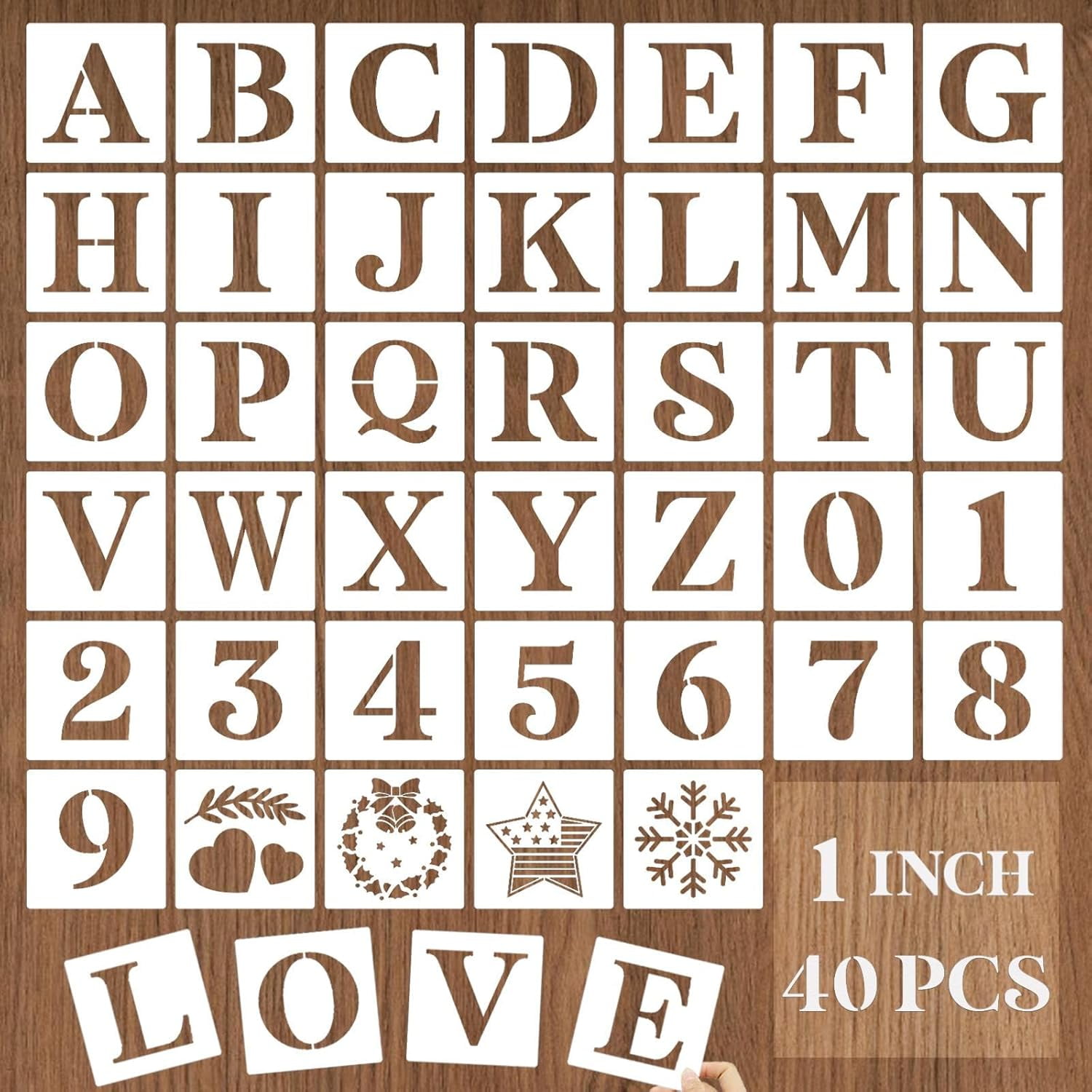 Wellsay 1 Inch Letter Stencils and Numbers, 40 Pcs Alphabet Drawing ...