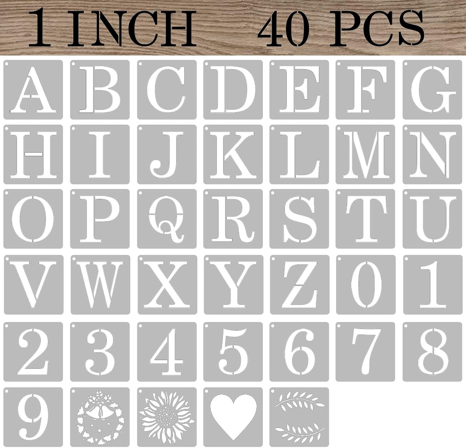 Wellsay 1 Inch Letter Stencils Numbers Craft Stencils, 40 Pcs Reusable ...