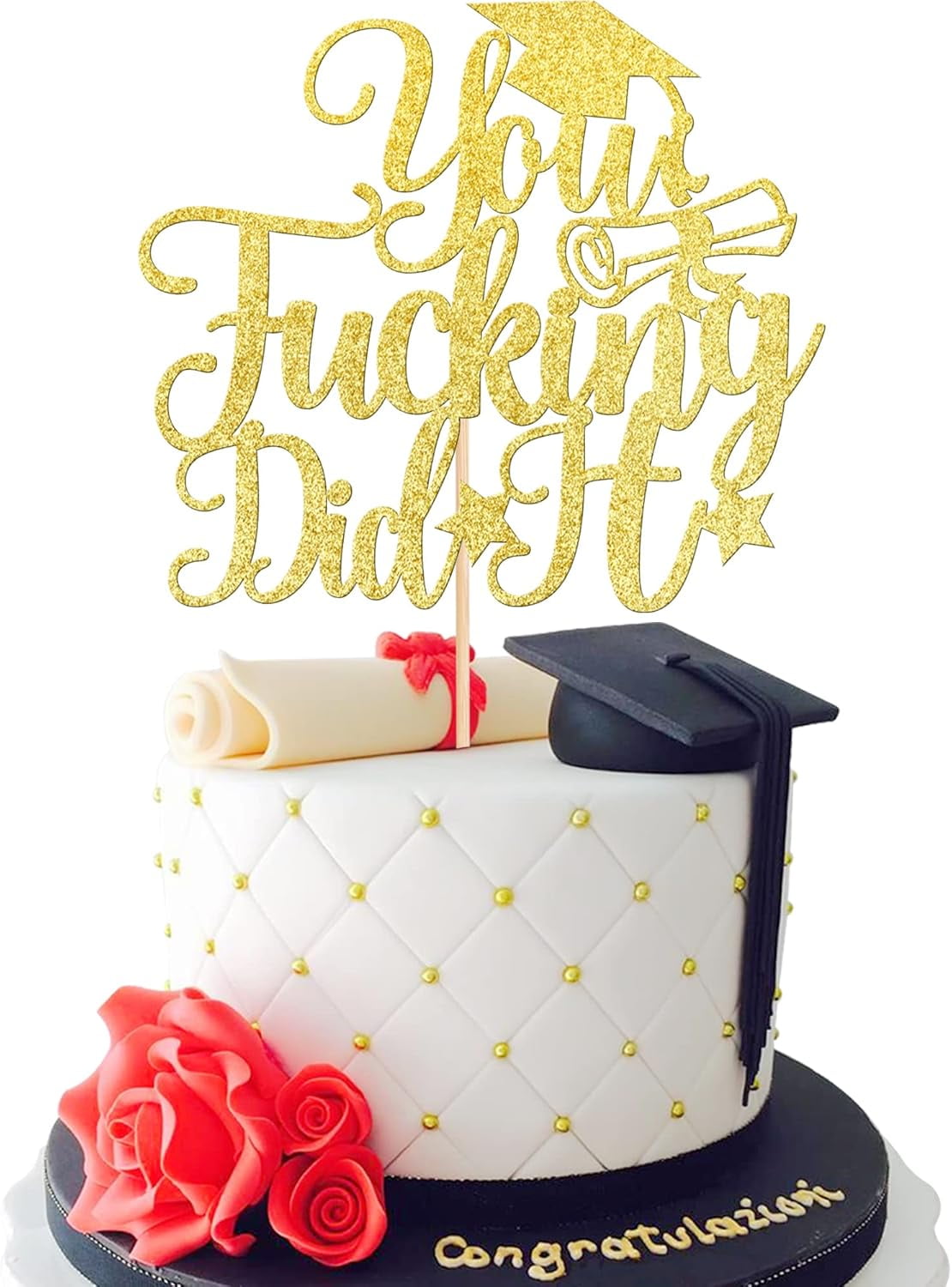 Wellsay 1 PCS 2025 Graduation You Did it Cake Tor Glitter Class of 2025 ...