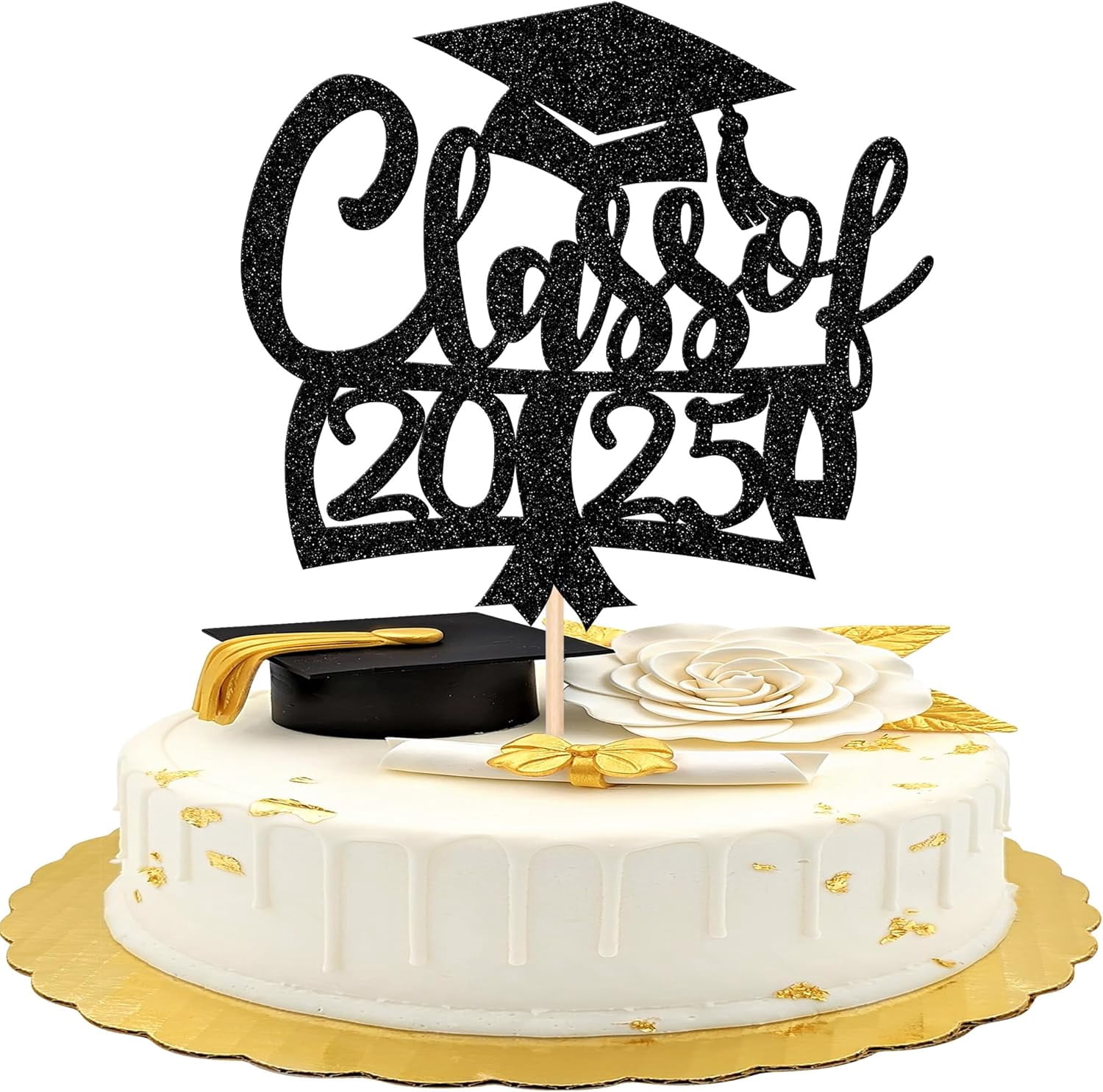 Wellsay 1 PCS Class of 2025 Cake Tor Glitter Congrats Crad 2025 ...