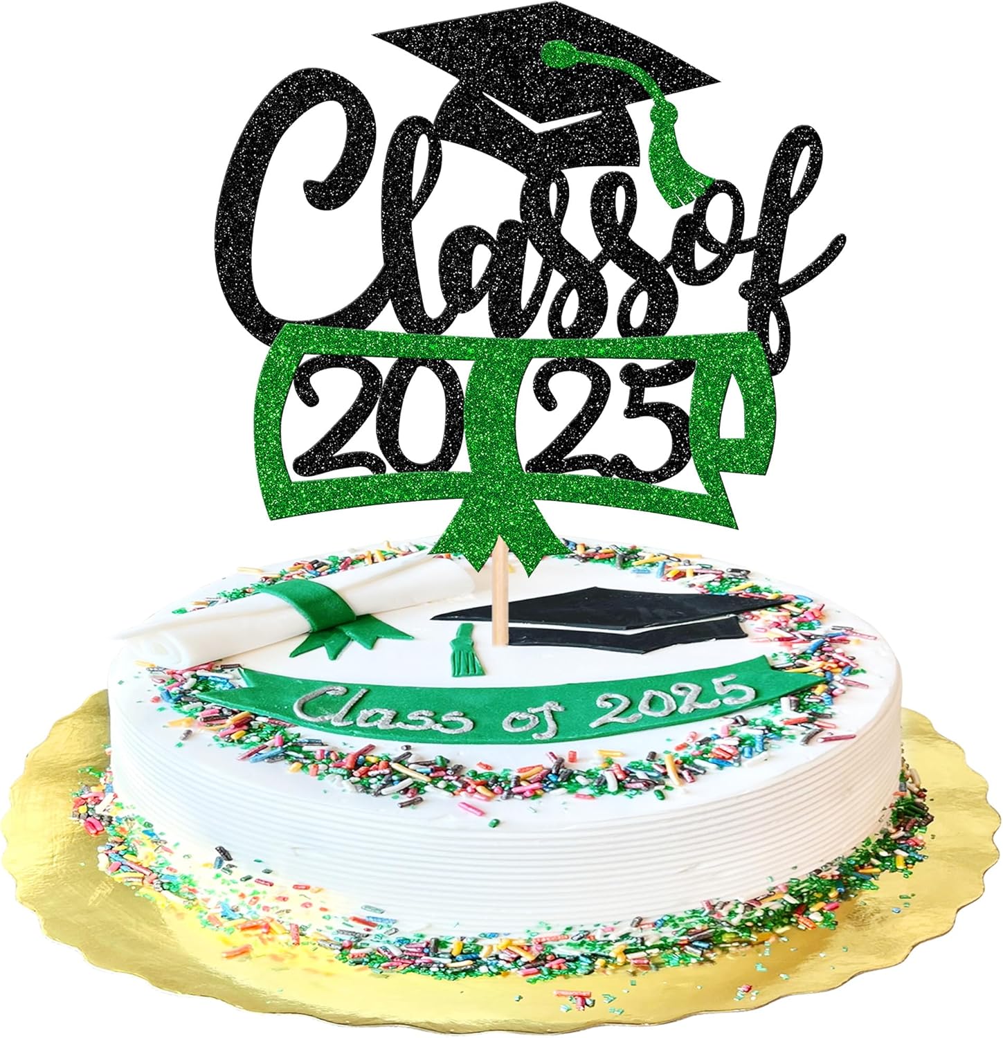 Wellsay 1 PCS Class of 2025 Cake Tor Glitter Congrats Crad 2025 ...