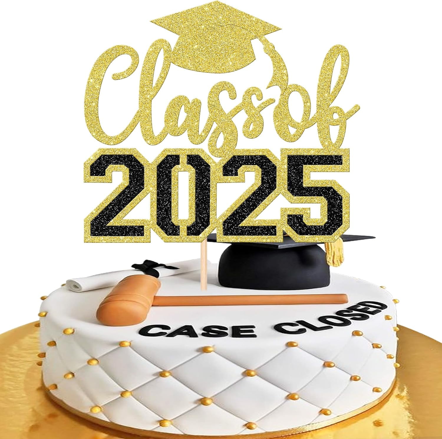 Wellsay 1 PCS Class of 2025 Cake Tor Glitter Diploma Congrats Grad Cap ...