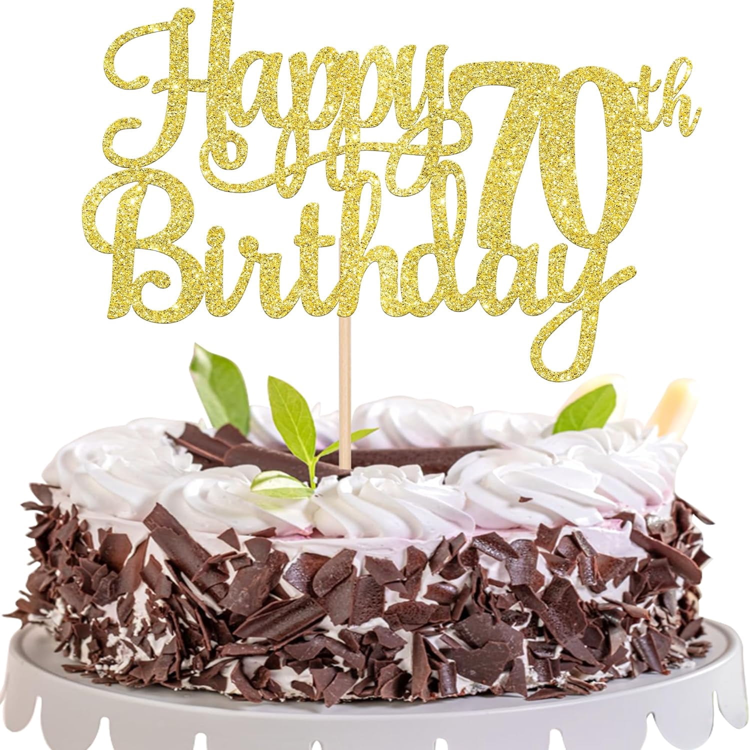 Wellsay 1 PCS Happy 70th Birthday Cake Tor Gold Glitter Cheers to 70 ...