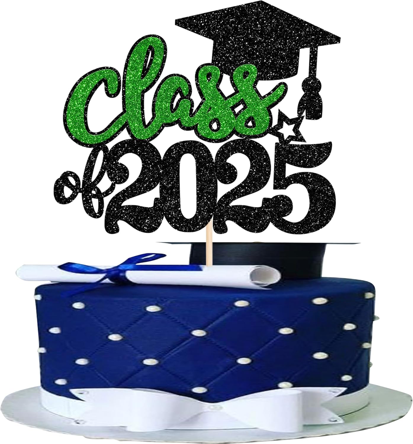 Wellsay 1 Pack 2025 Graduation Cake Tor Glitter Grad Cap Diploma Cake ...