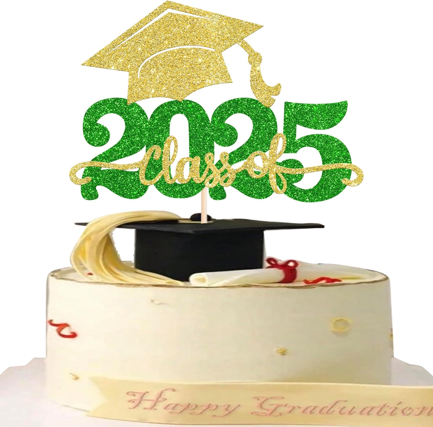 Wellsay 1 Pack Class of 2025 Cake Tor Glitter Congrats Grad Cap 2025 ...
