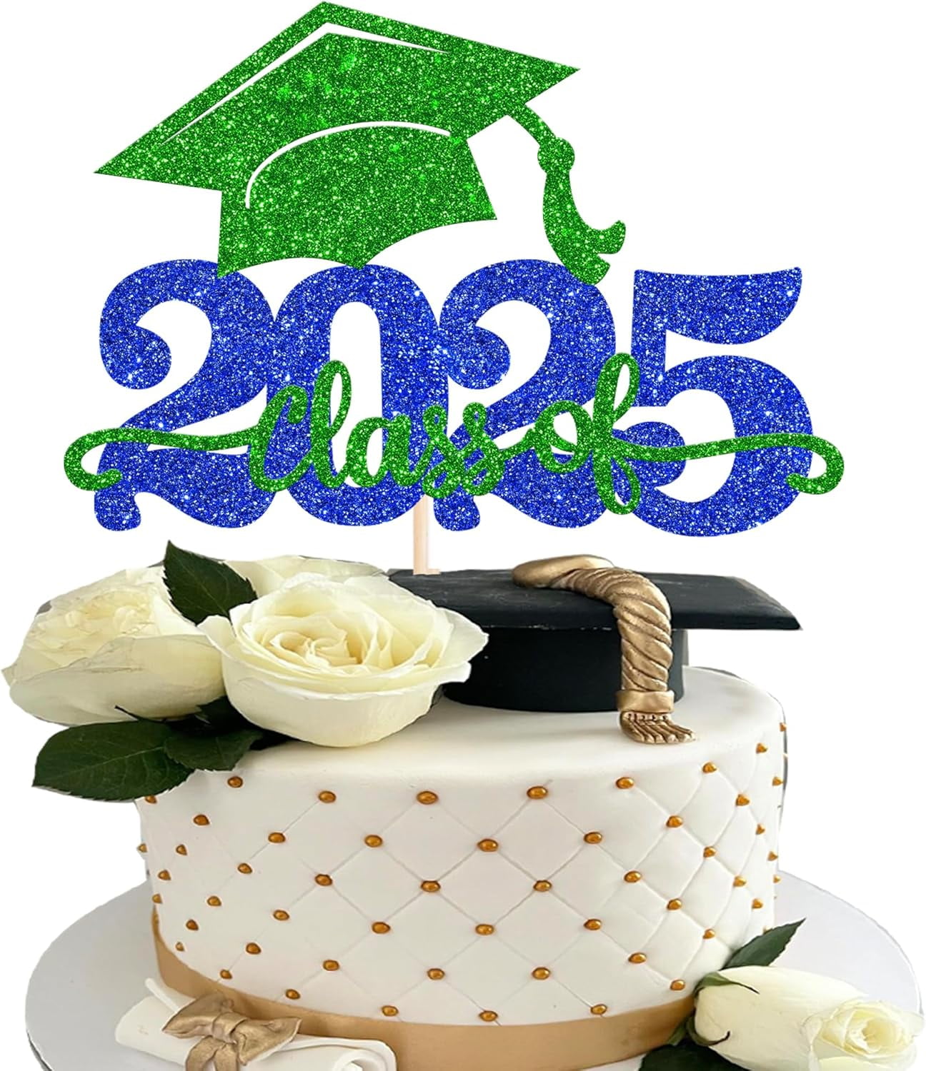 Wellsay 1 Pack Class of 2025 Cake Tor Glitter Congrats Grad Cap 2025 ...