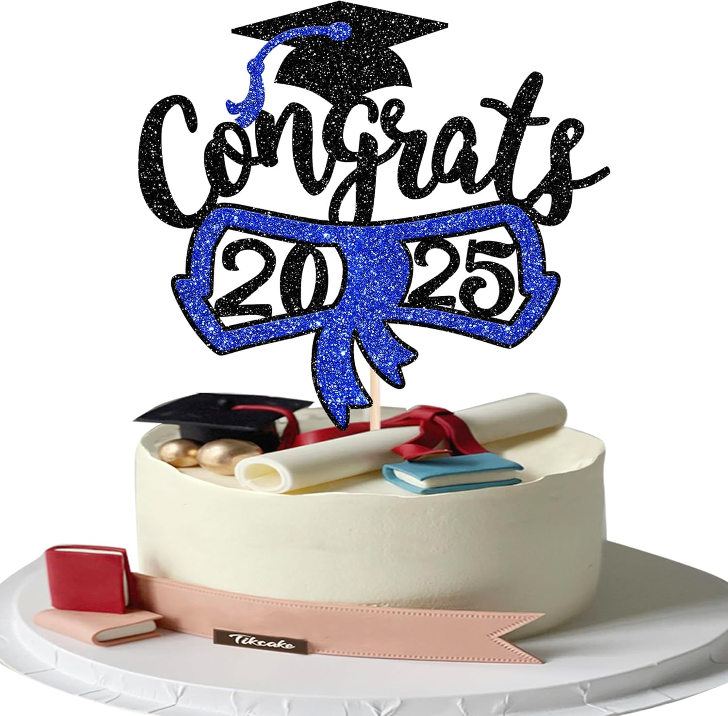 Wellsay 1 Pack Congrats 2025 Cake Tor Glitter Diploma Graduation Cap ...