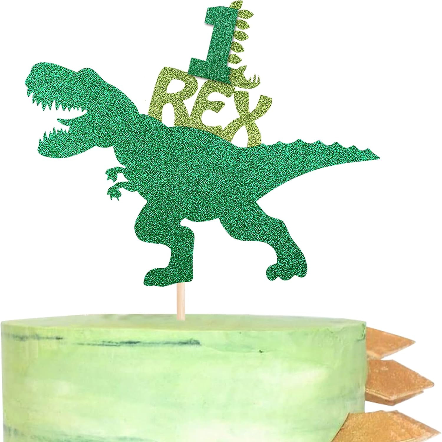 Wellsay 1 Pack Dinosaur 1st Rex Happy Birthday Cake Tor Glitter T-Rex ...