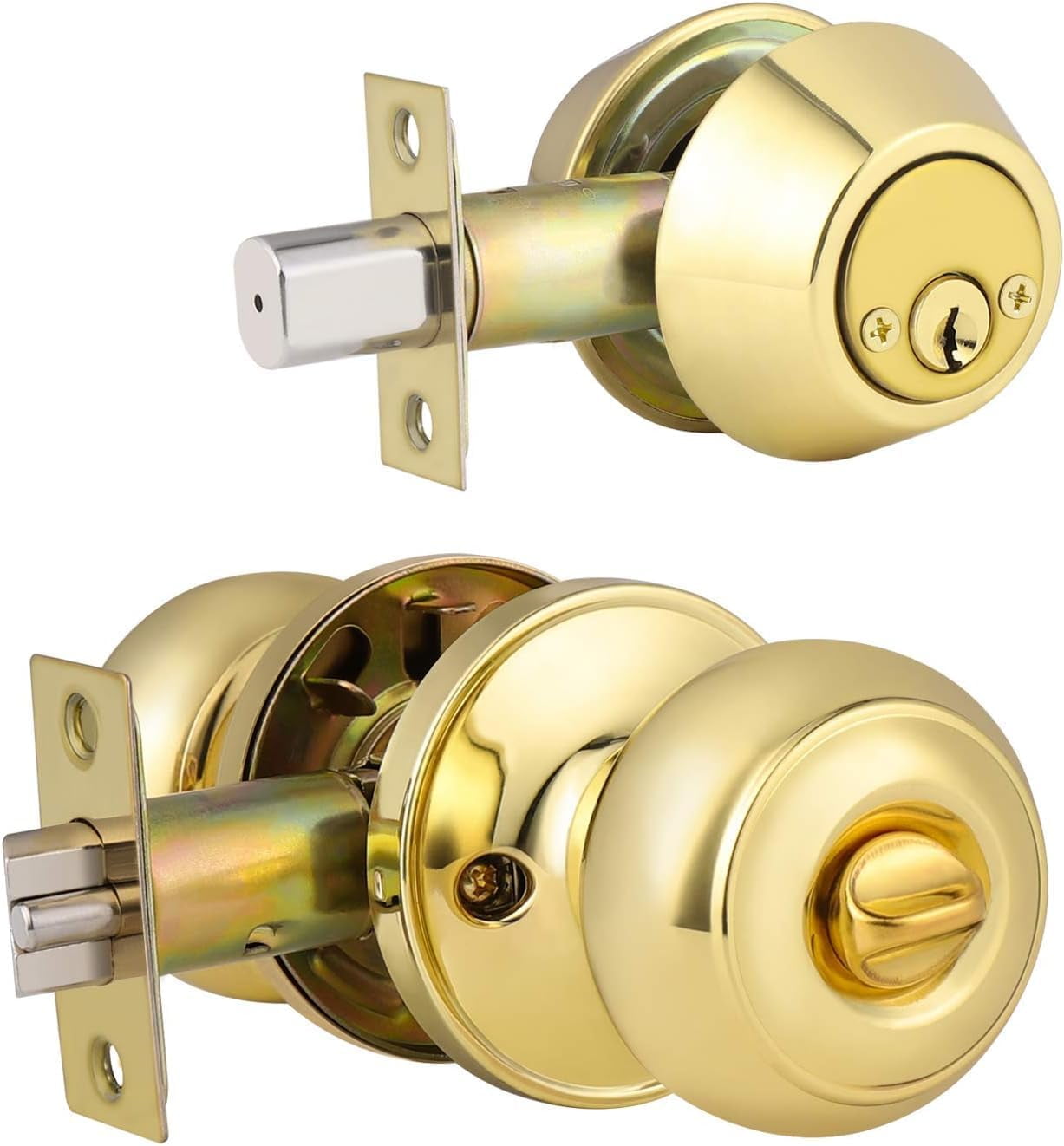 Wellsay 1 Pack Entry Door Knobs and Deadbolt Combination Set, Keyed ...