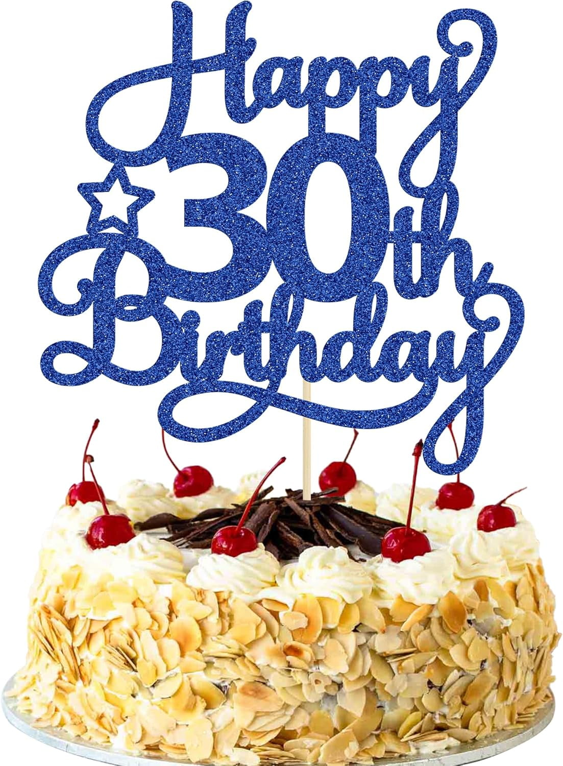 Wellsay 1 Pack Happy 30th Birthday Cake Tor Blue Glitter 30 & Fabulous ...