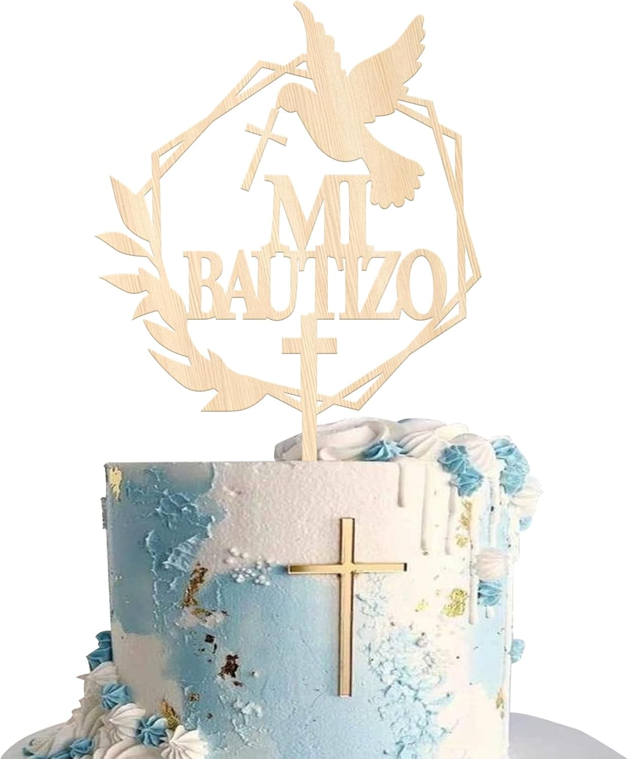 Wellsay 1 Pack Spanish Mi Bautizo Cake Tor Glitter Cross rst Holy ...