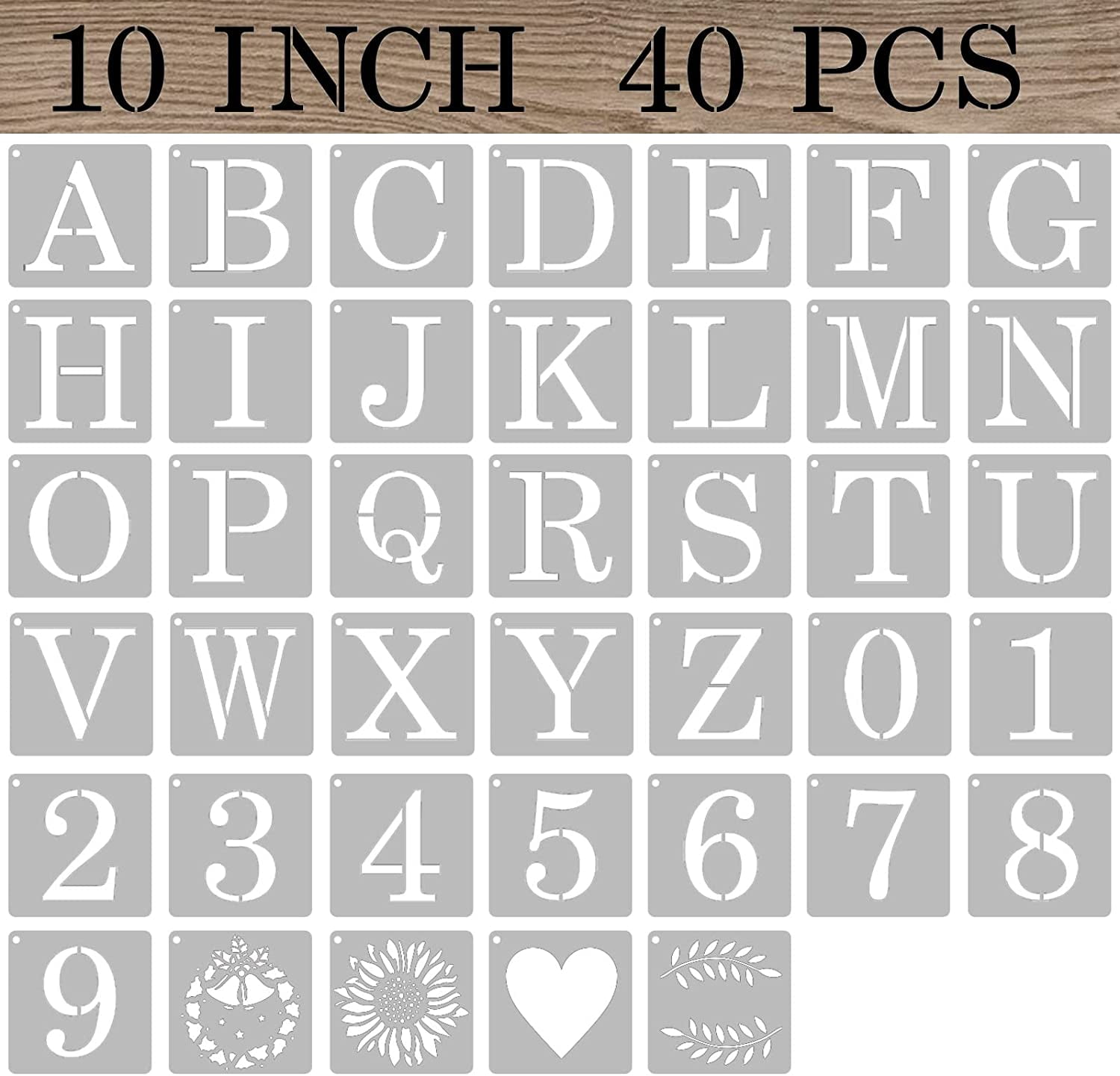 Wellsay 10 Inch Letter Stencils Numbers Craft Stencils, 40 Pcs Reusable ...