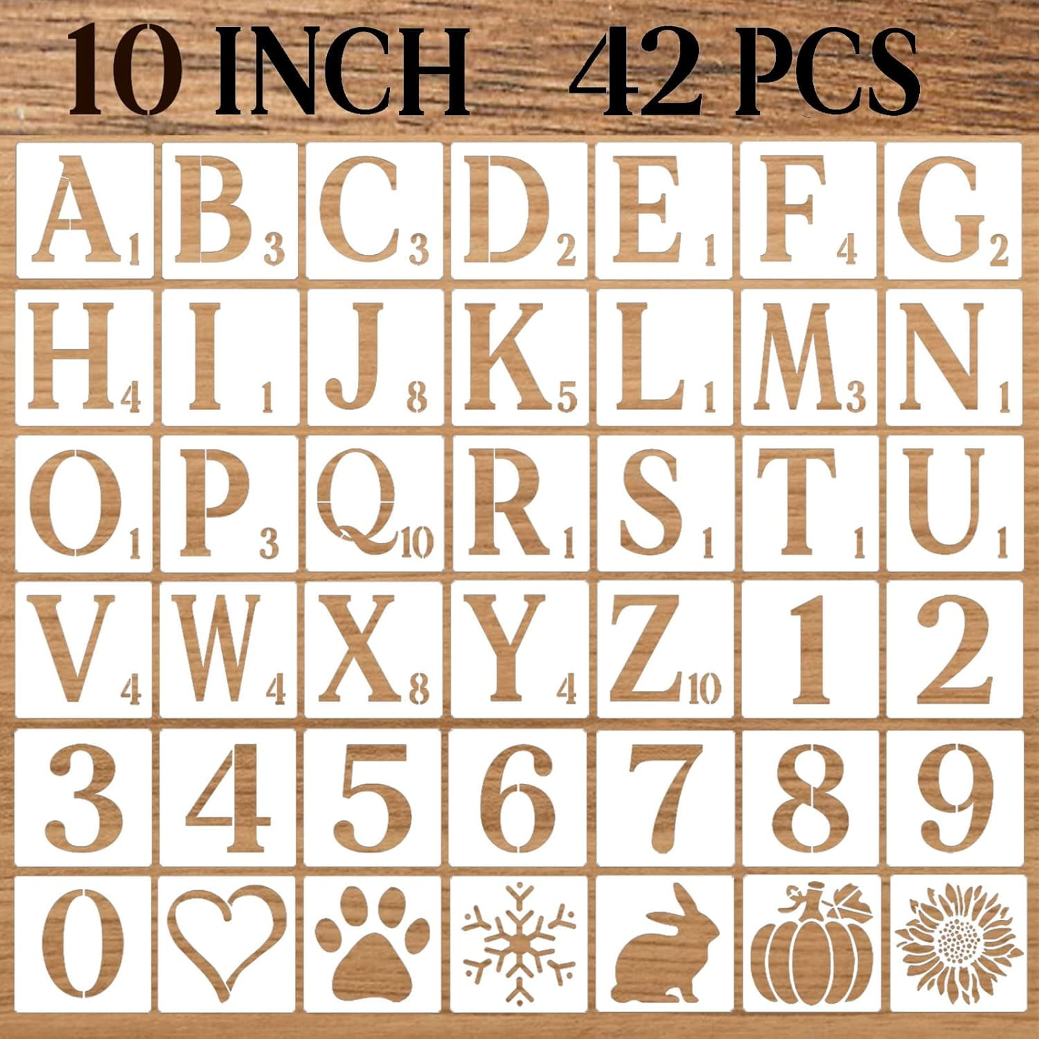 Wellsay 10 Inch Letter Stencils Numbers Craft Stencils, 42 Pcs Reusable ...