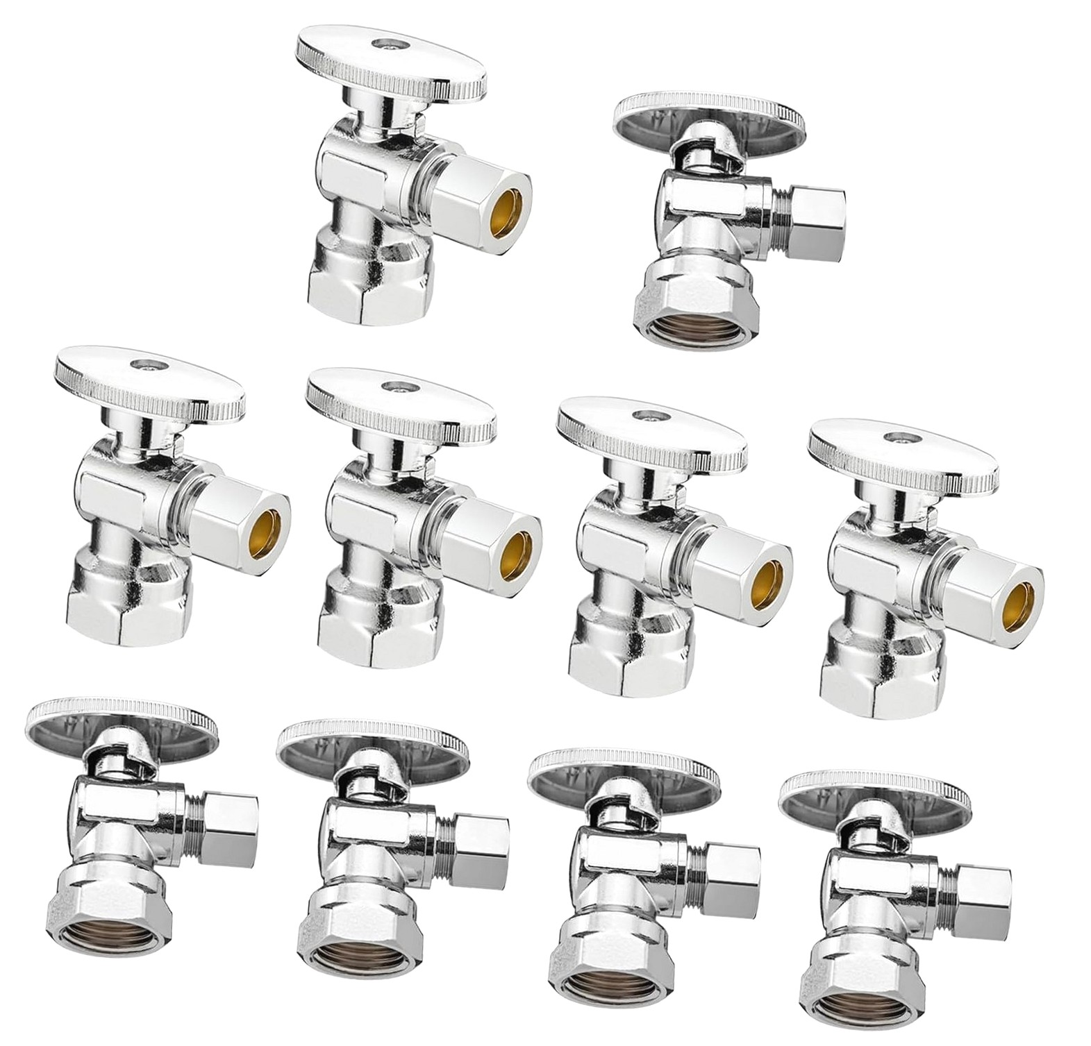 Wellsay (10 Pack) 1/2 inch NPT Thread Angle Stop 1/2 inch 3/8 inch ...