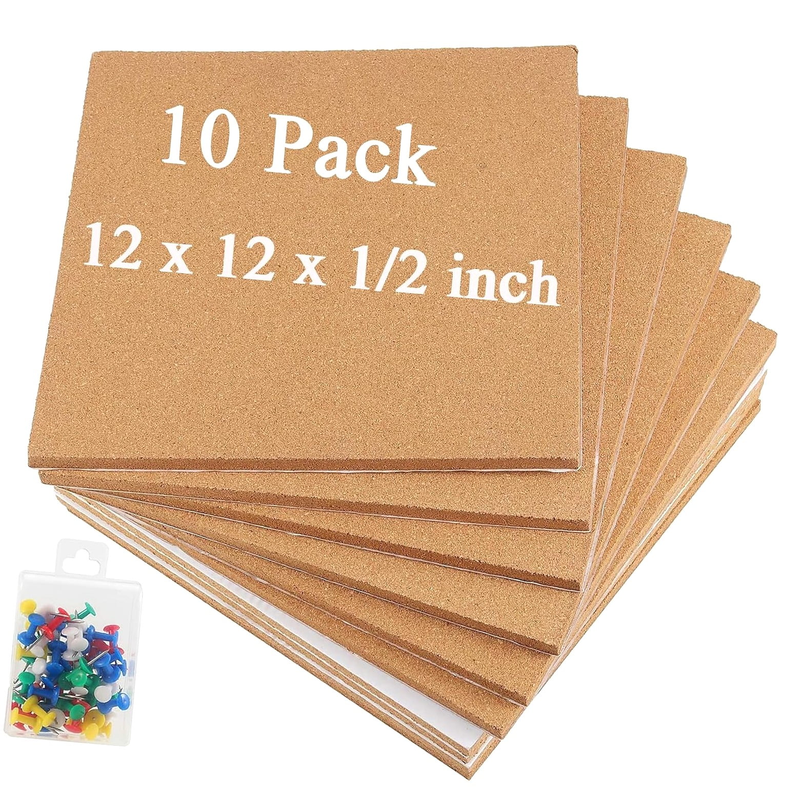 Wellsay 10 Pack Cork Tiles, 12x12 1/2 Inch Bulletin Cork Panels, Cork ...